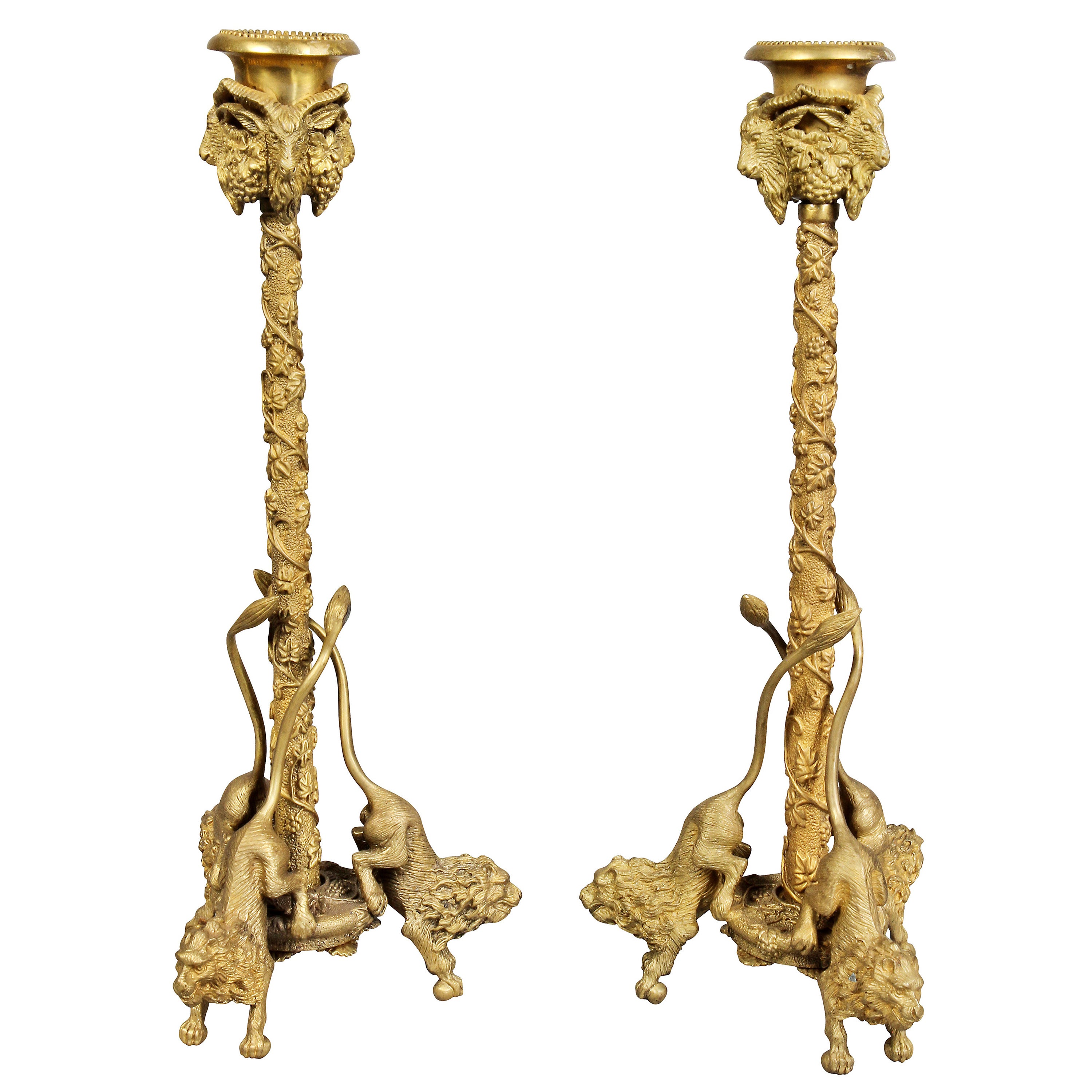 Pair of French Figural Candlesticks For Sale at 1stDibs