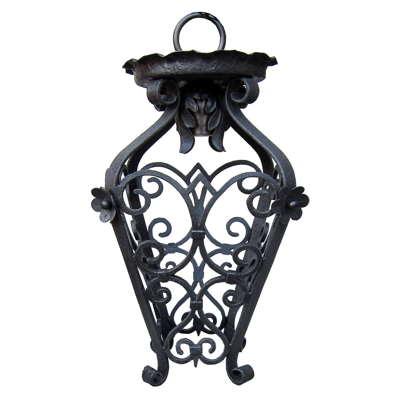 Pair of Large Baroque Style Cast Iron Lanterns, American, Early 20th ...
