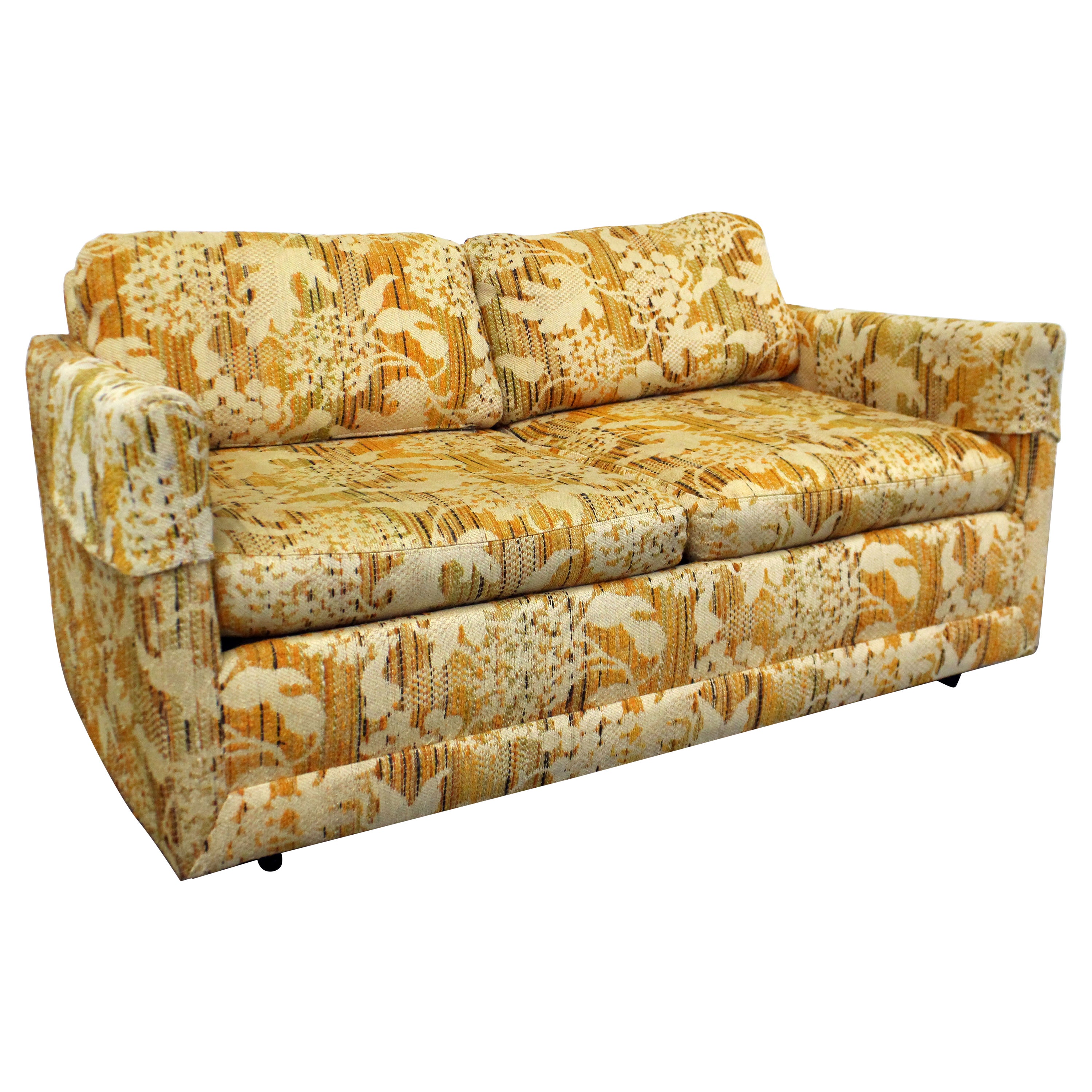 Mid-Century Floating Curved Walnut Sofa at 1stDibs