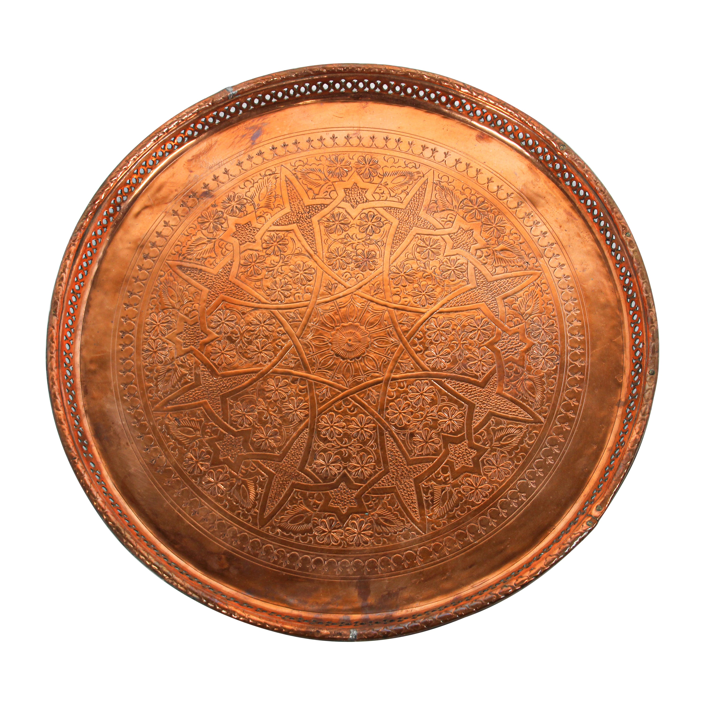 Massive Hammered Copper Vintage Tray For Sale at 1stDibs