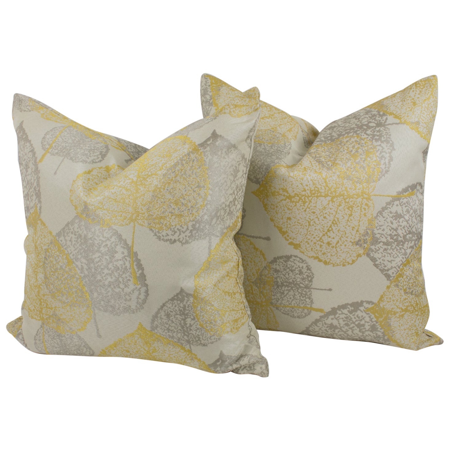 Contemporary French Green and Ivory White Damask Velvet Throw Pillows ...