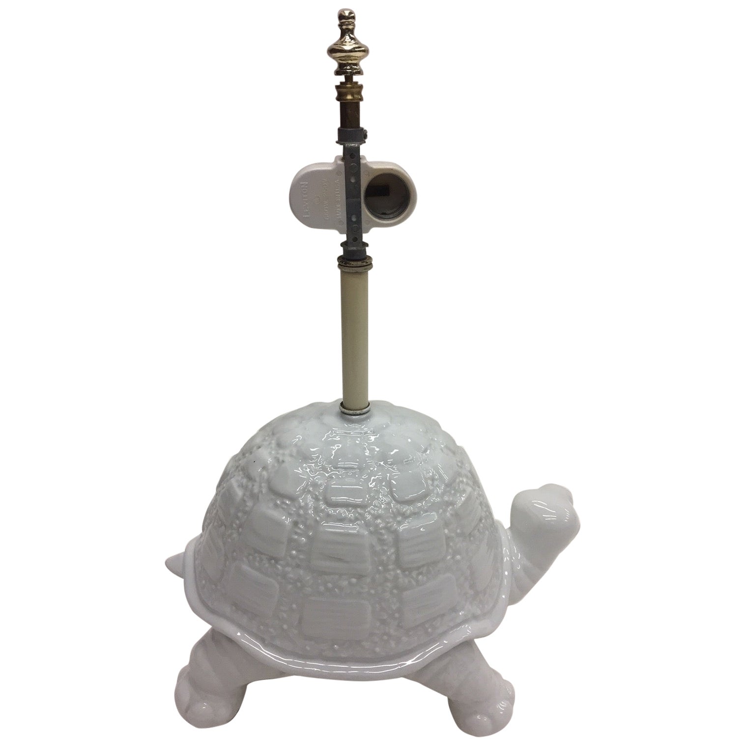 Italian White Ceramic Turtle Lamp For Sale at 1stDibs