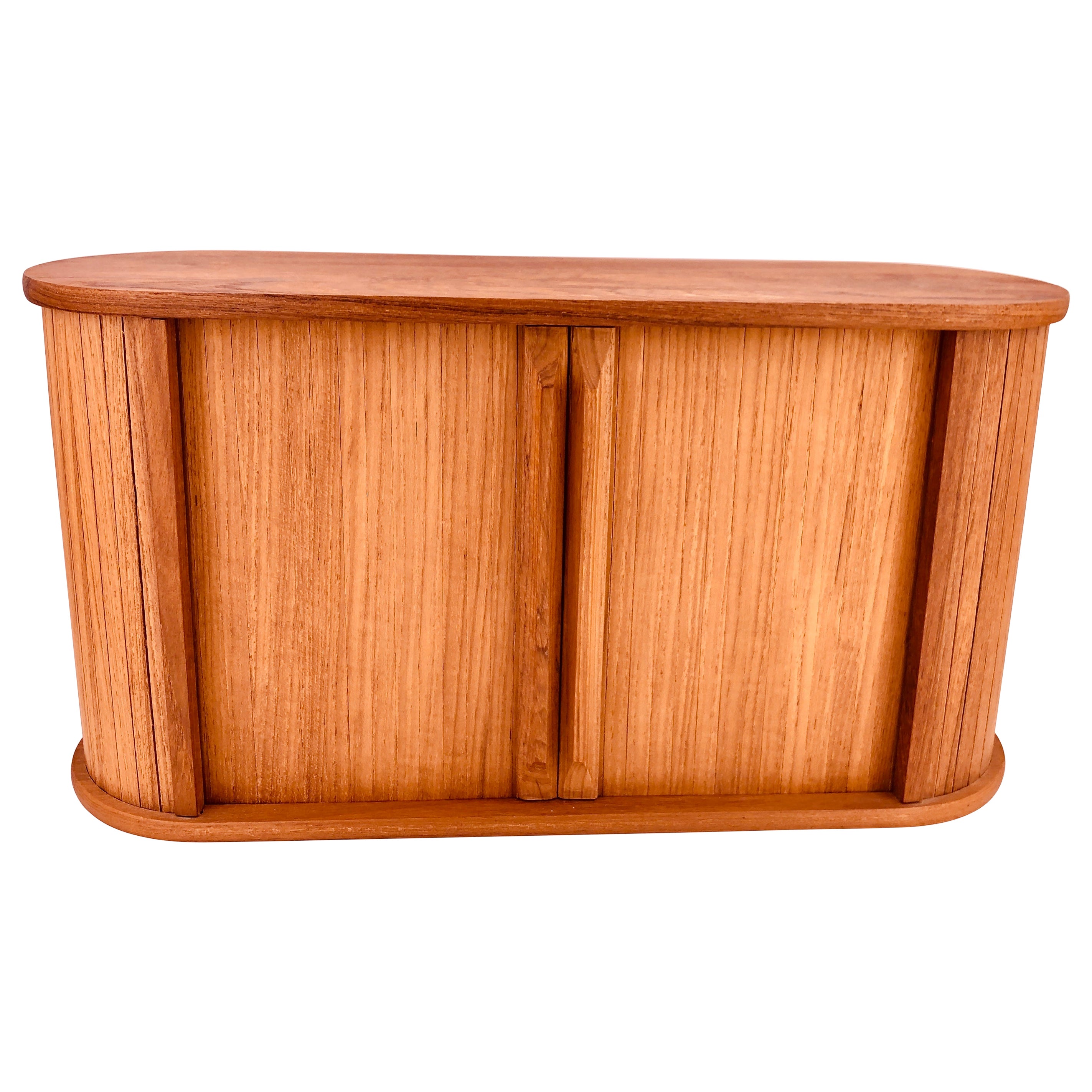 Danish Modern Small Tambour Top Teak Box at 1stDibs