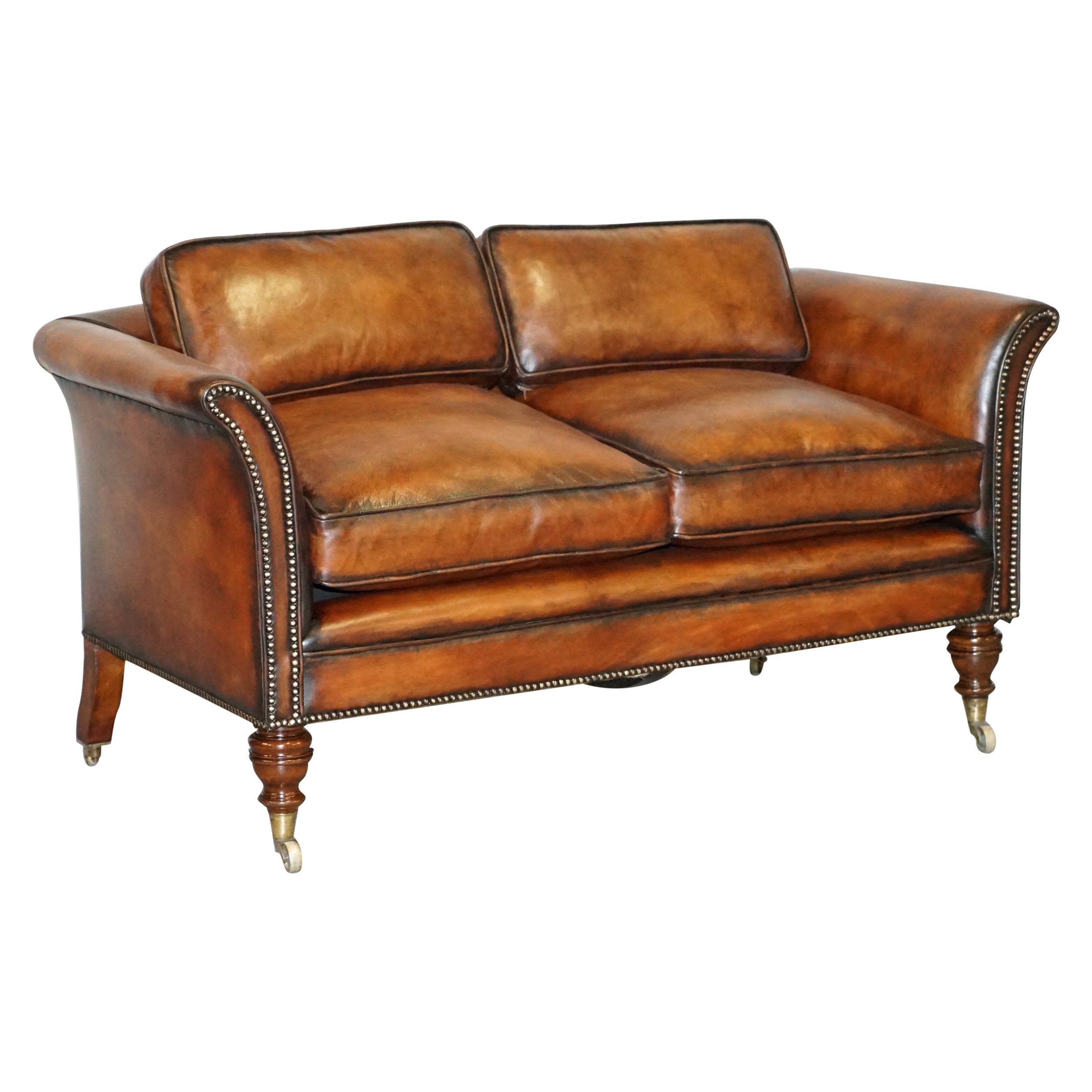 Rare Victorian Howard and Sons Fully Restored Brown Leather ...