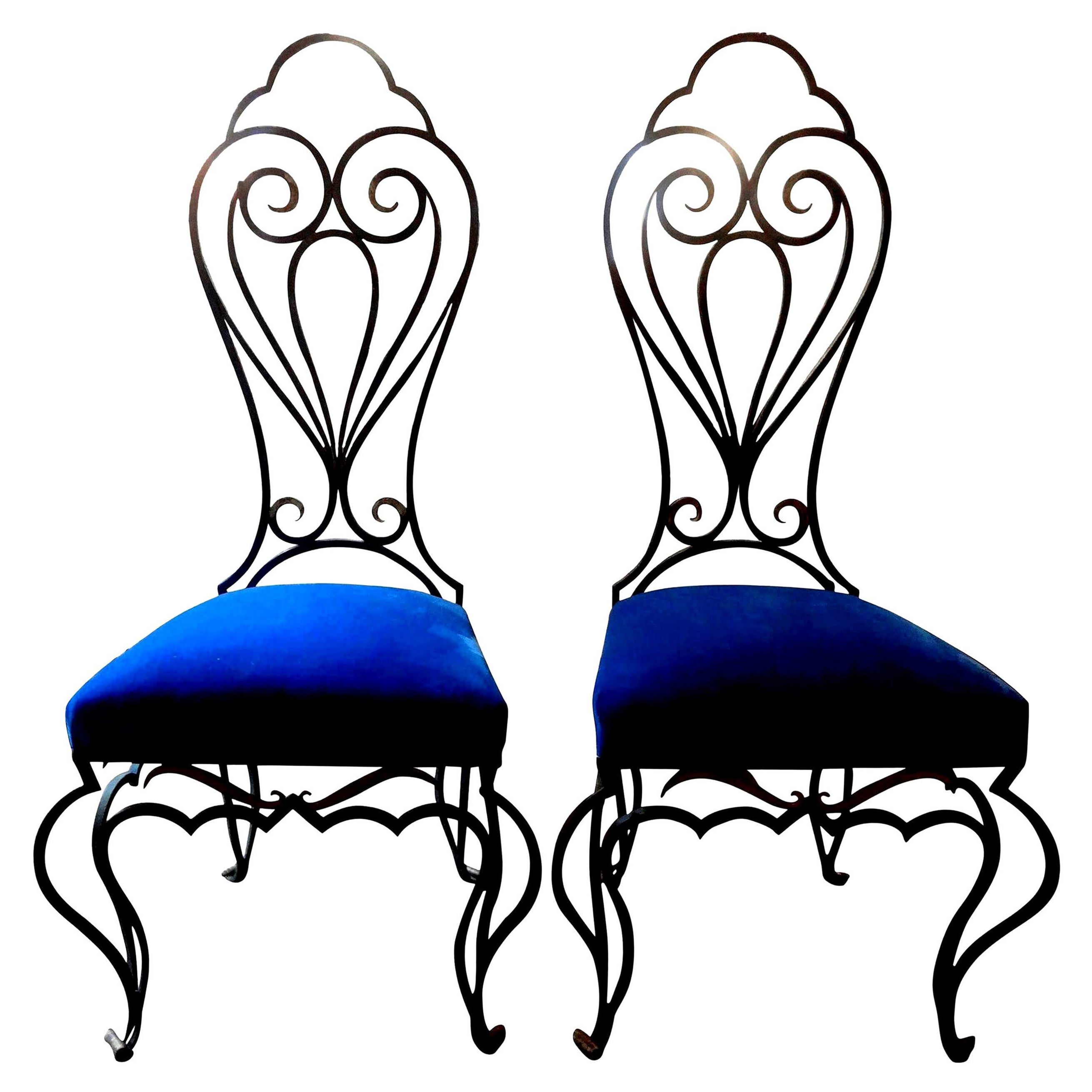 Pair of Chic 'Arcade' Wrought Iron and Shearling Chairs by Design ...