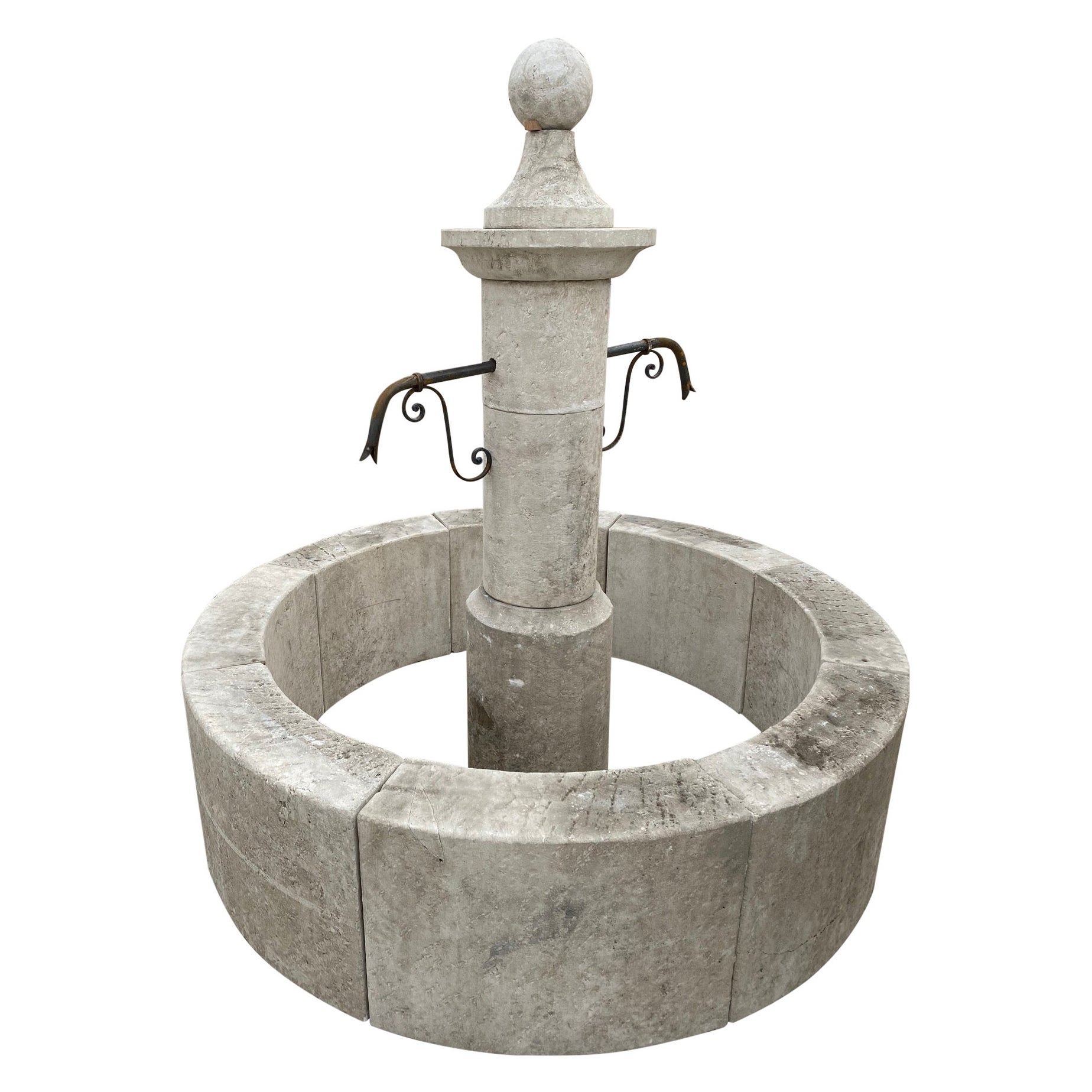 Italian Hand Carved Limestone Tiered Monumental Water Fountain For Sale ...
