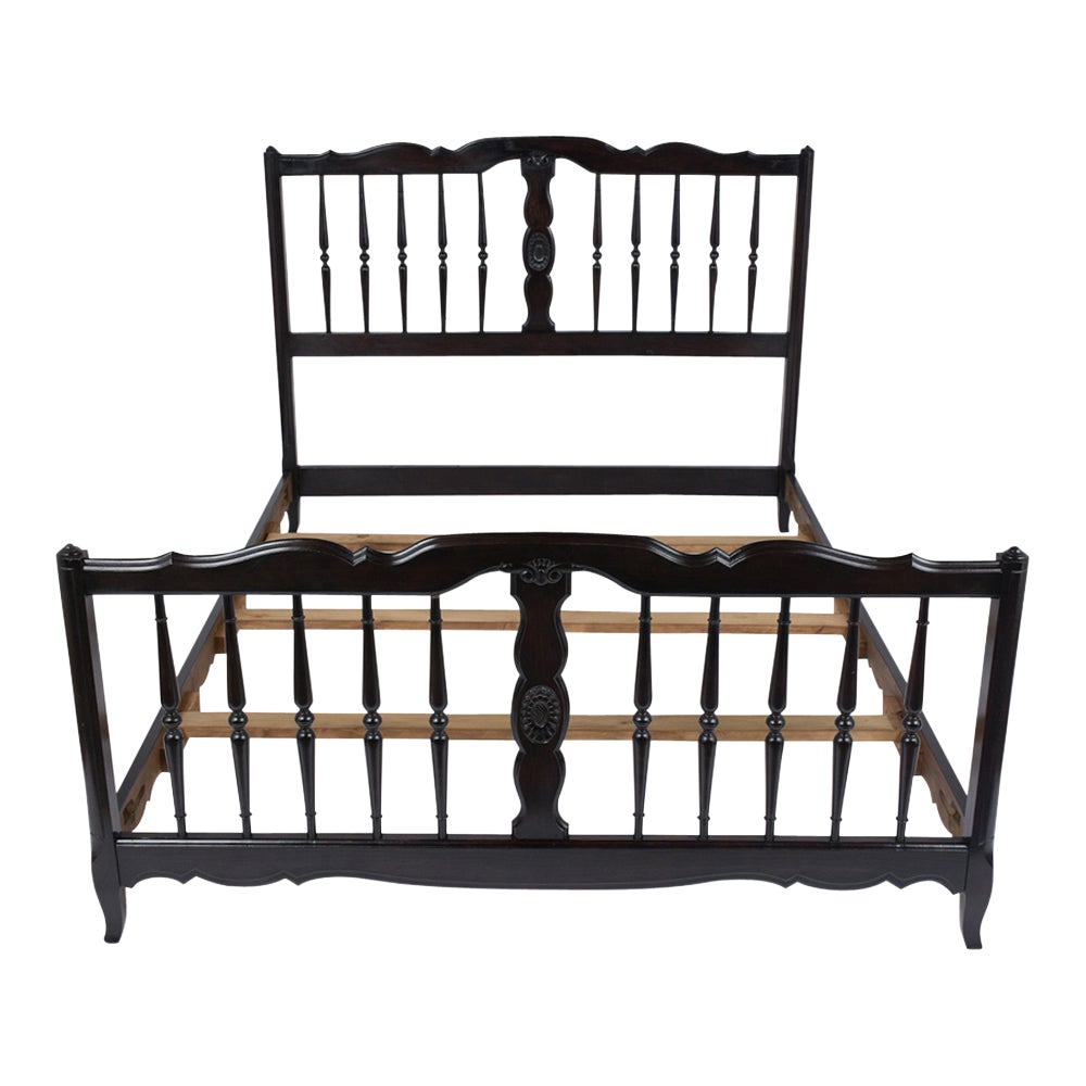 French Provincial Caned and Painted Double Bed Frame by John Widdicomb ...