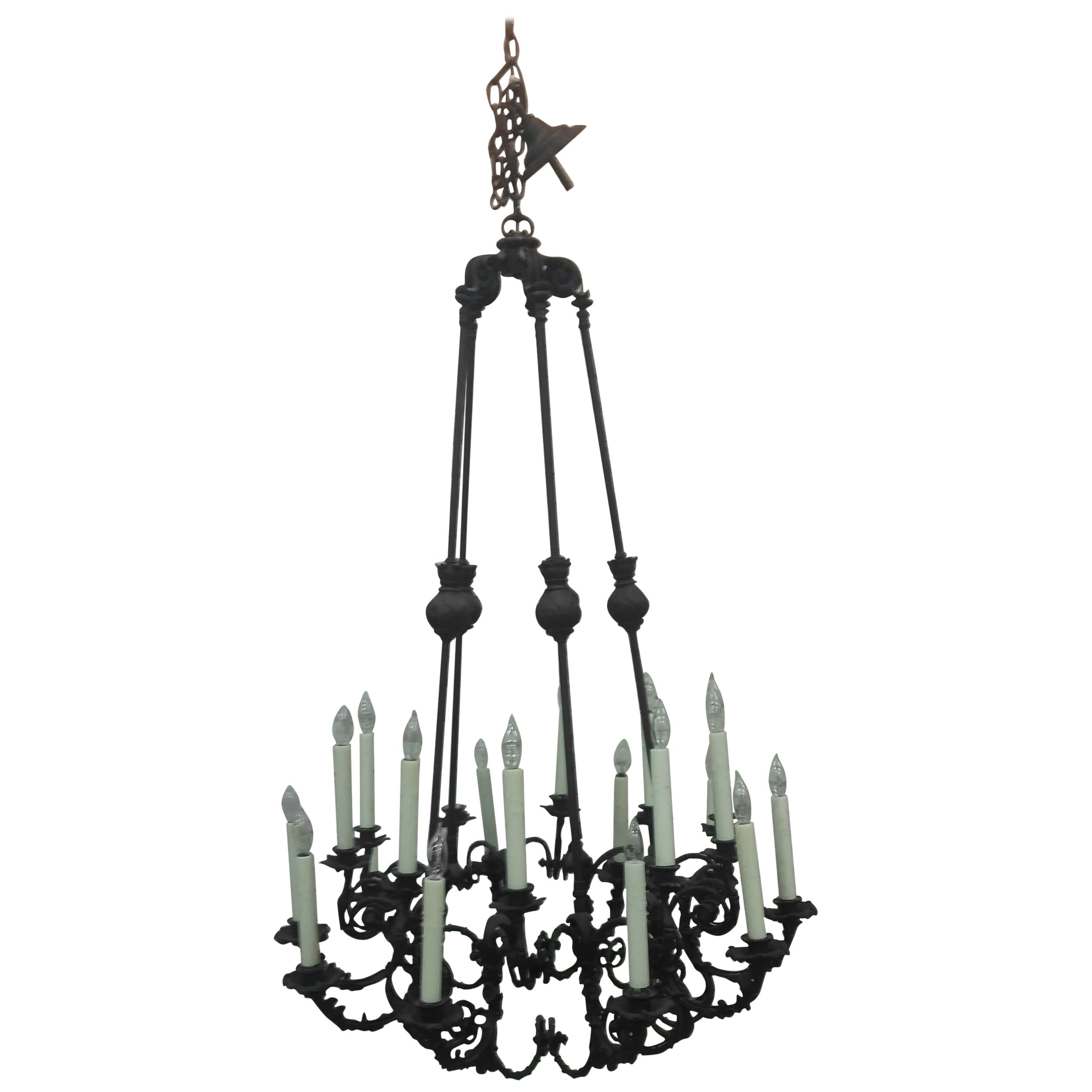 Vintage French Medieval Wrought Iron Chandelier at 1stDibs