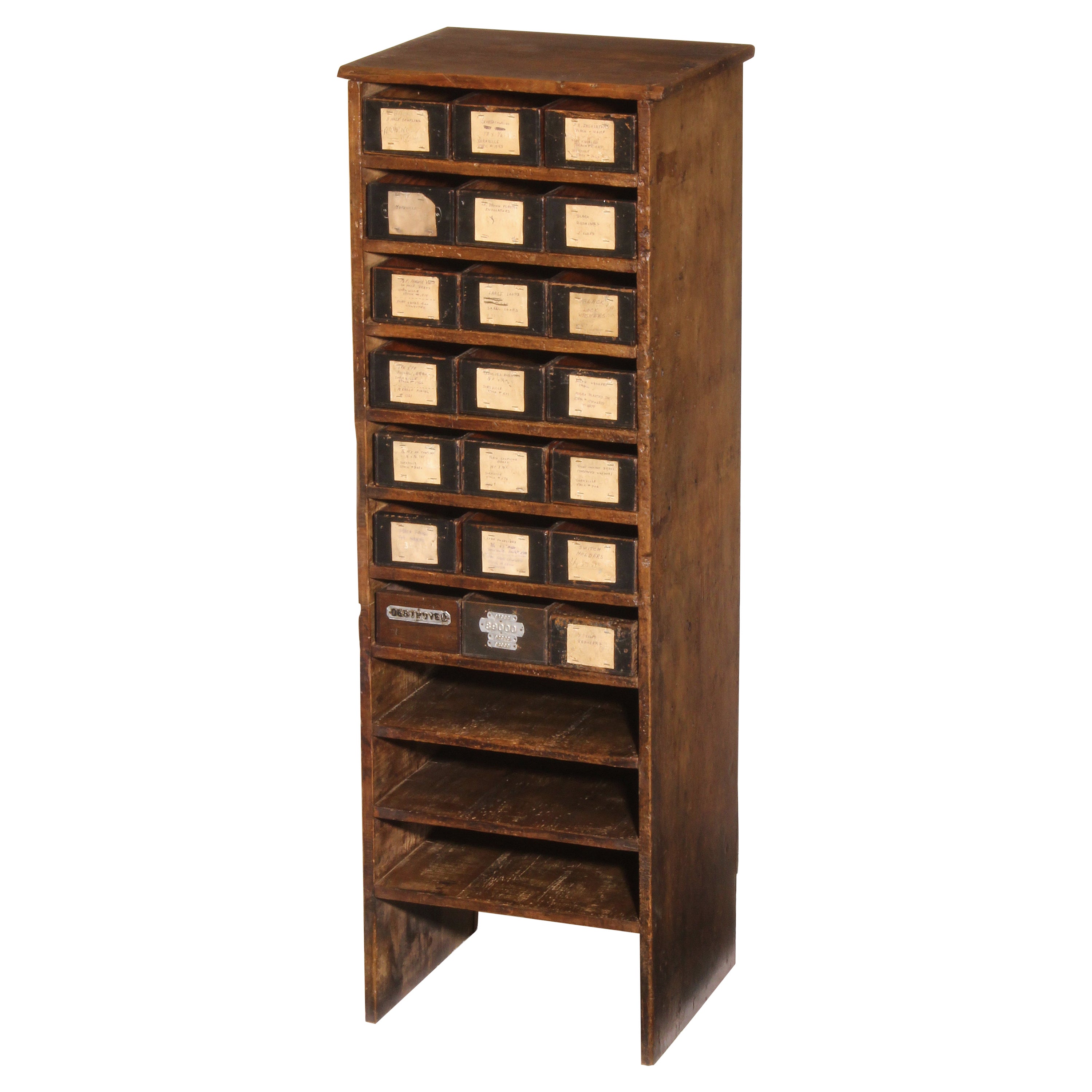 Vintage Industrial Multi-Drawer Wood Storage Cabinet at 1stDibs