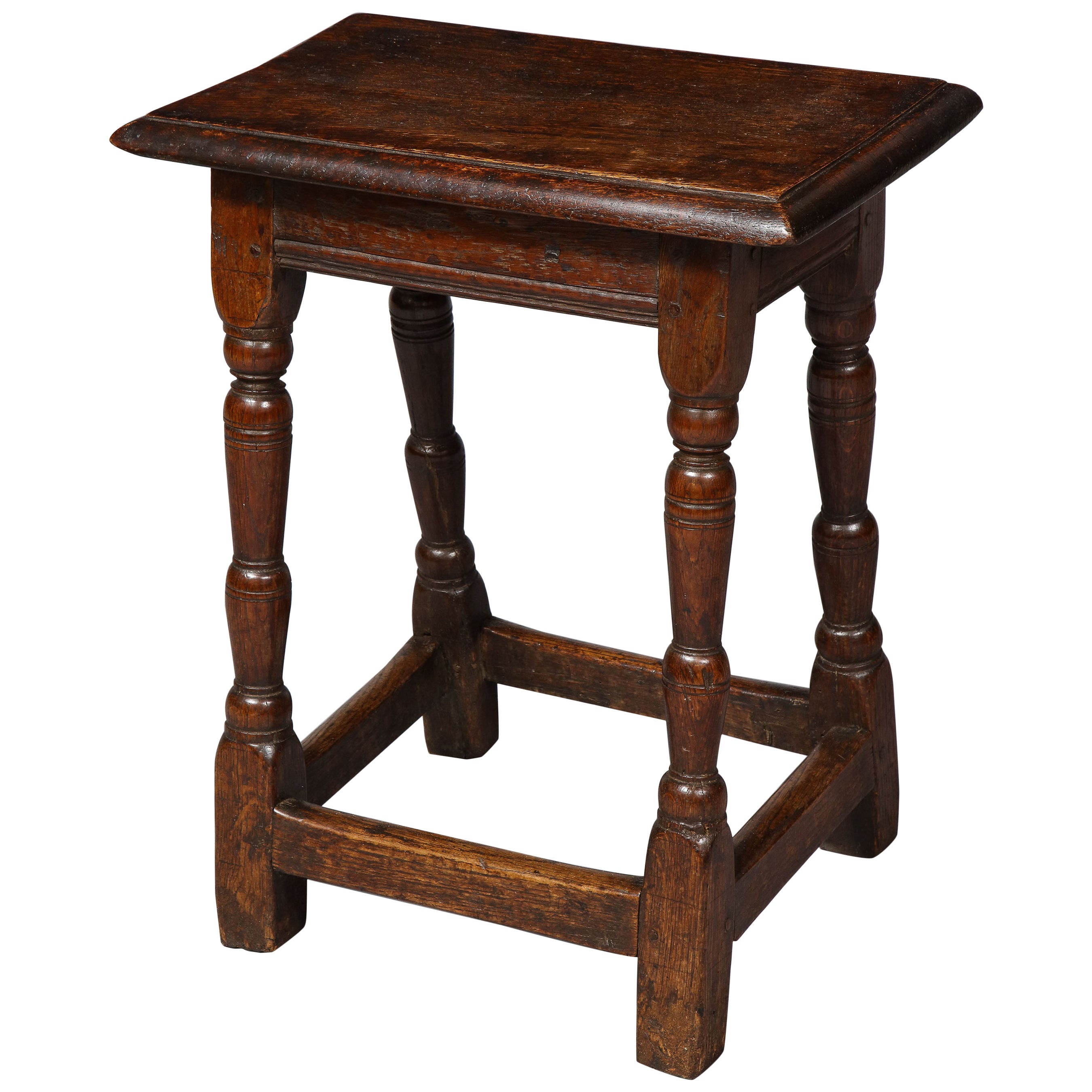 A 17th Century Charles II Oak Joint Stool For Sale at 1stDibs