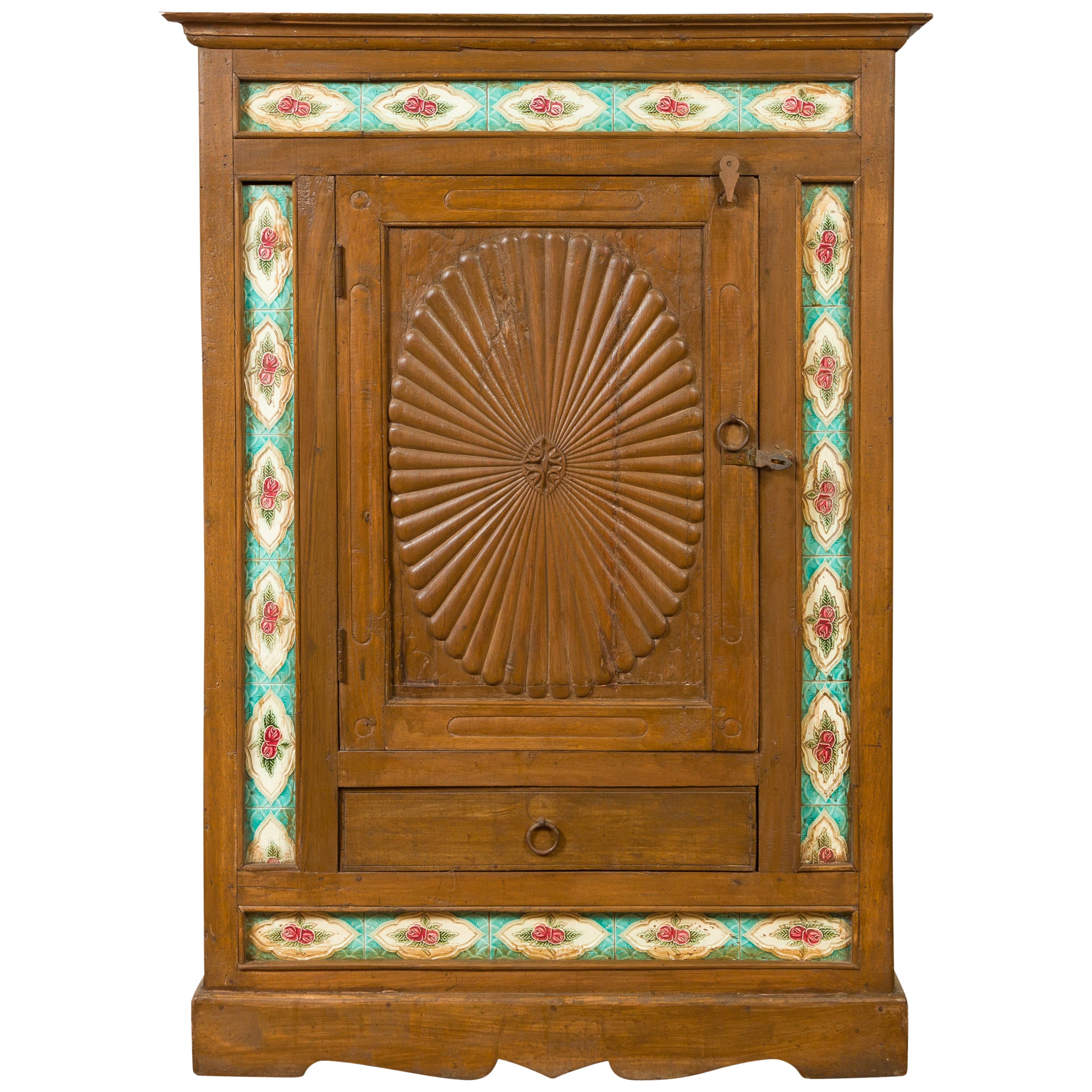 Vintage Goan Indian Hand Painted Cabinet with Four Doors and ...