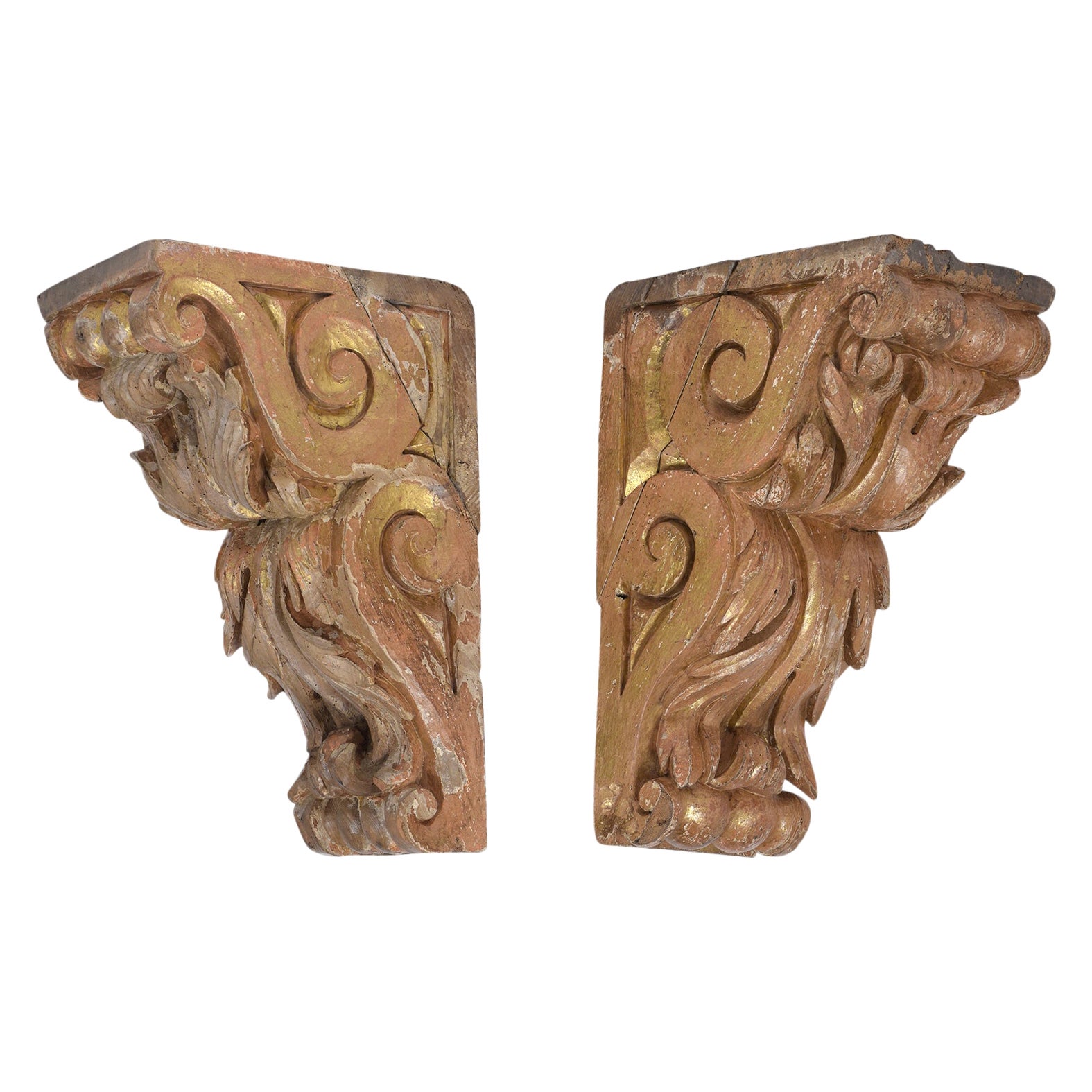 Pair of Large Wood Corbels, 19th Century at 1stDibs