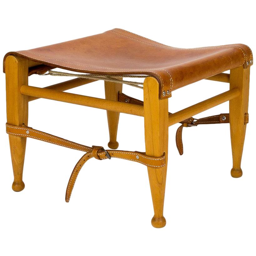 Midcentury Aage Bruun Safari Footstool, Denmark, 1960s at 1stDibs