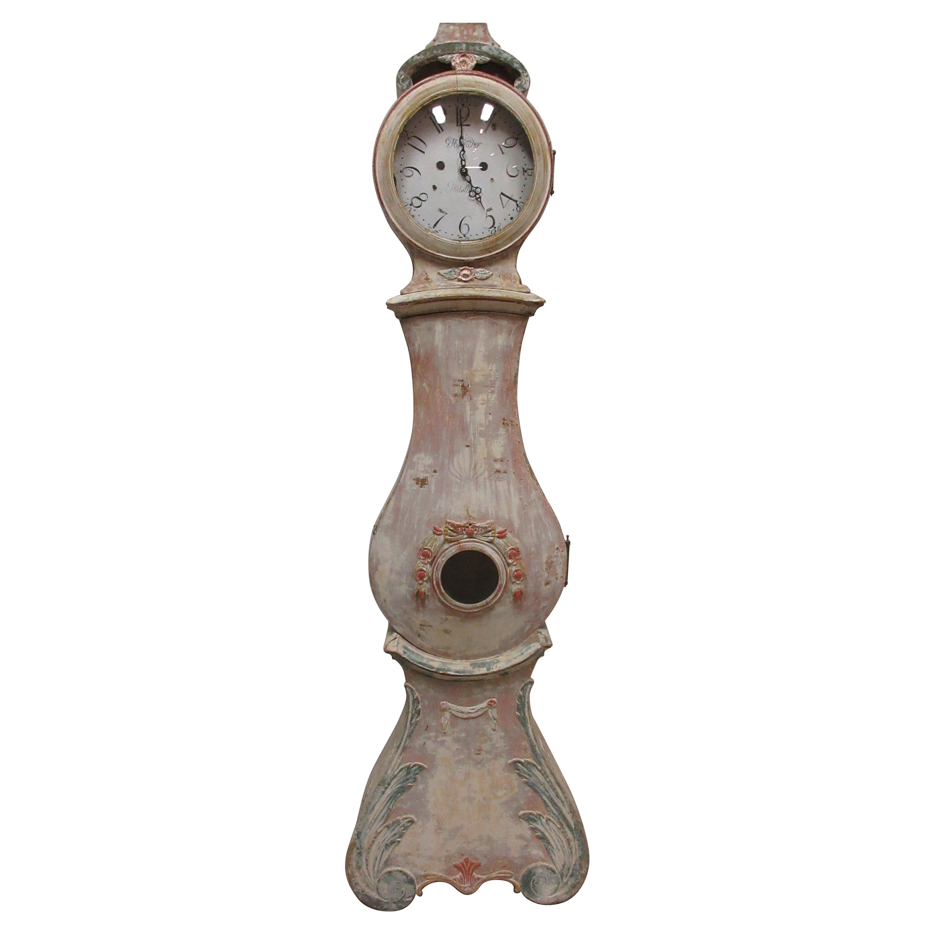 100% Original Painted Swedish Long Case Mora Clock at 1stDibs