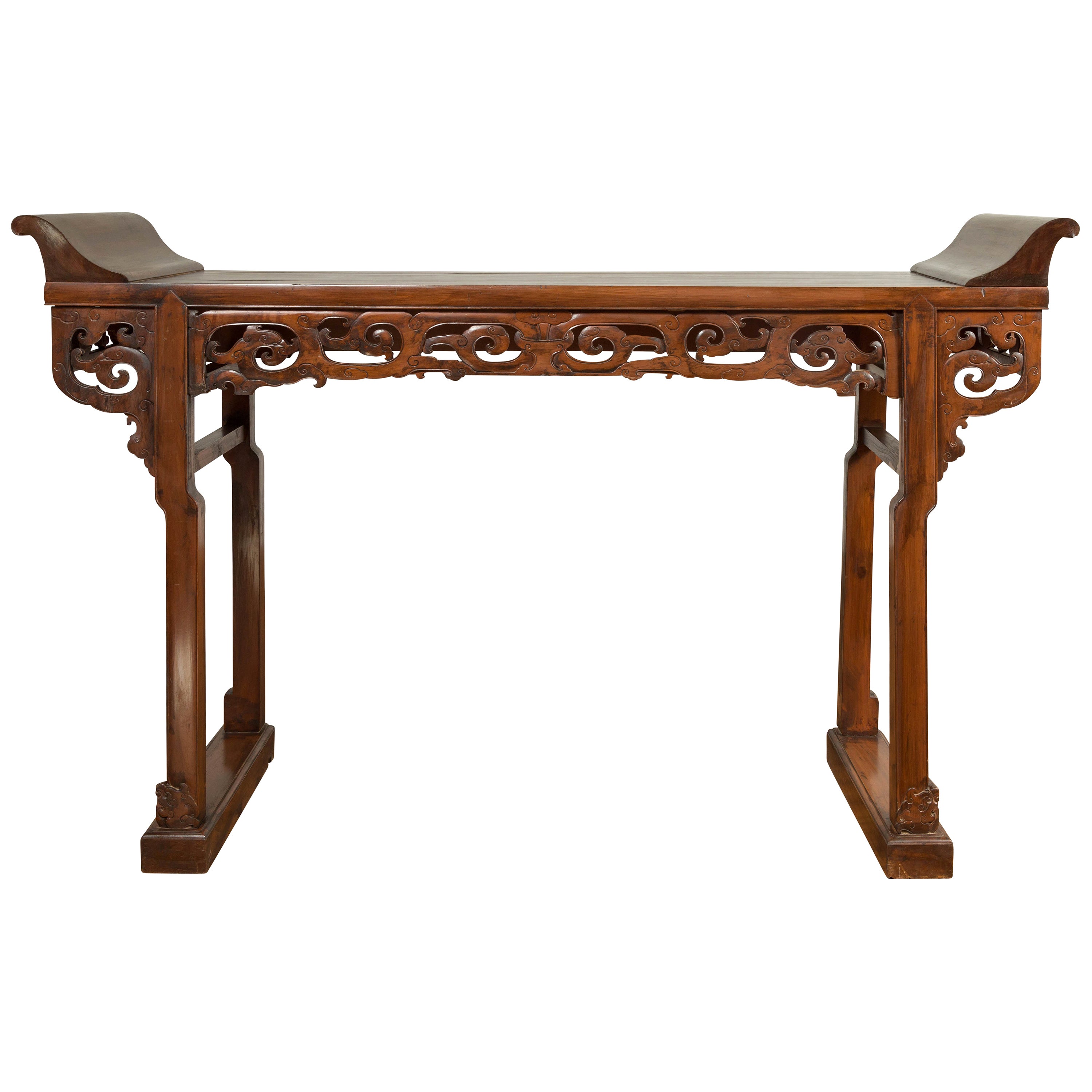 Chinese Lacquered Altar Table with Carved Lotus Blossoms For Sale at ...
