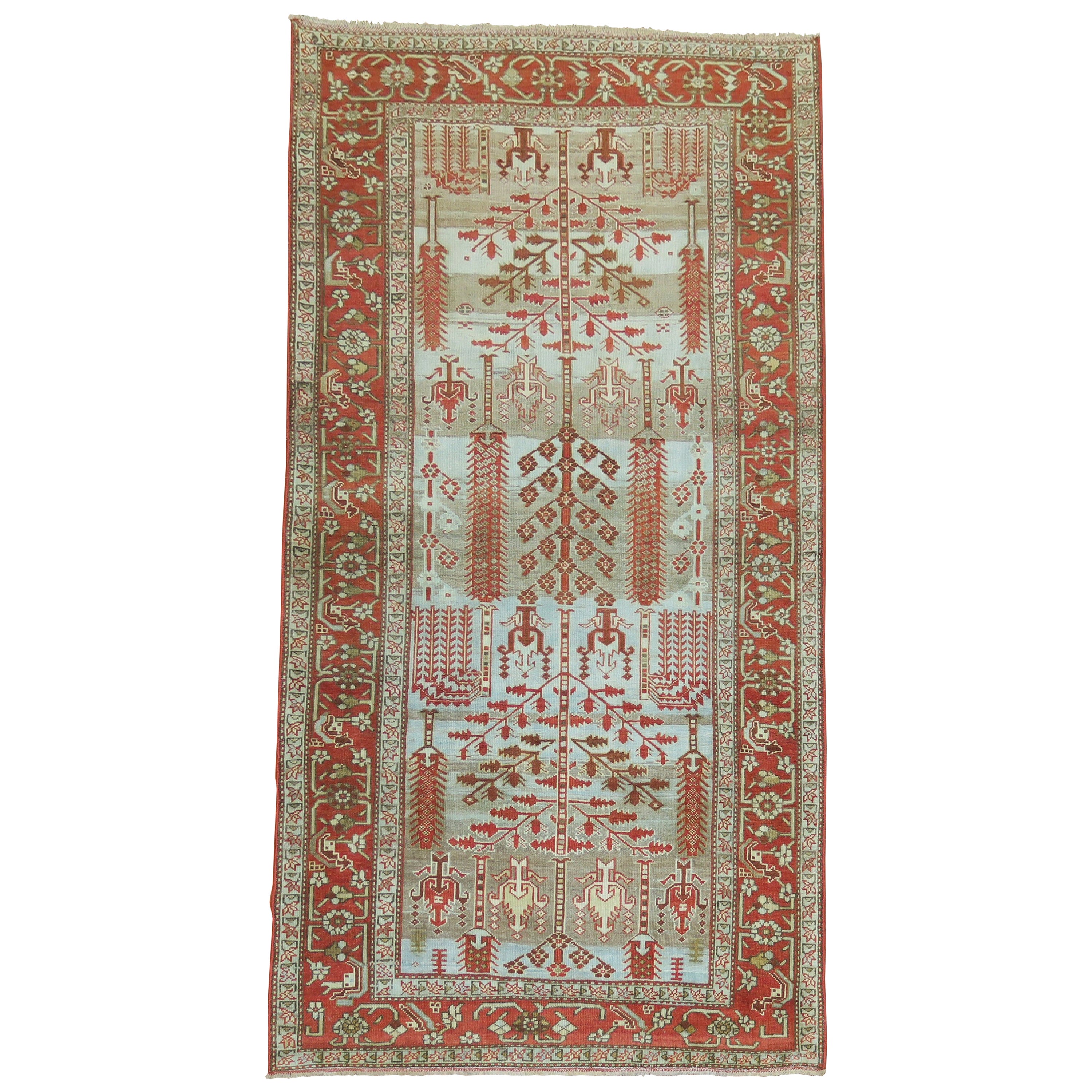 Sky Blue Antique Malayer Weeping Willow Tree 20th Century Rug For Sale ...