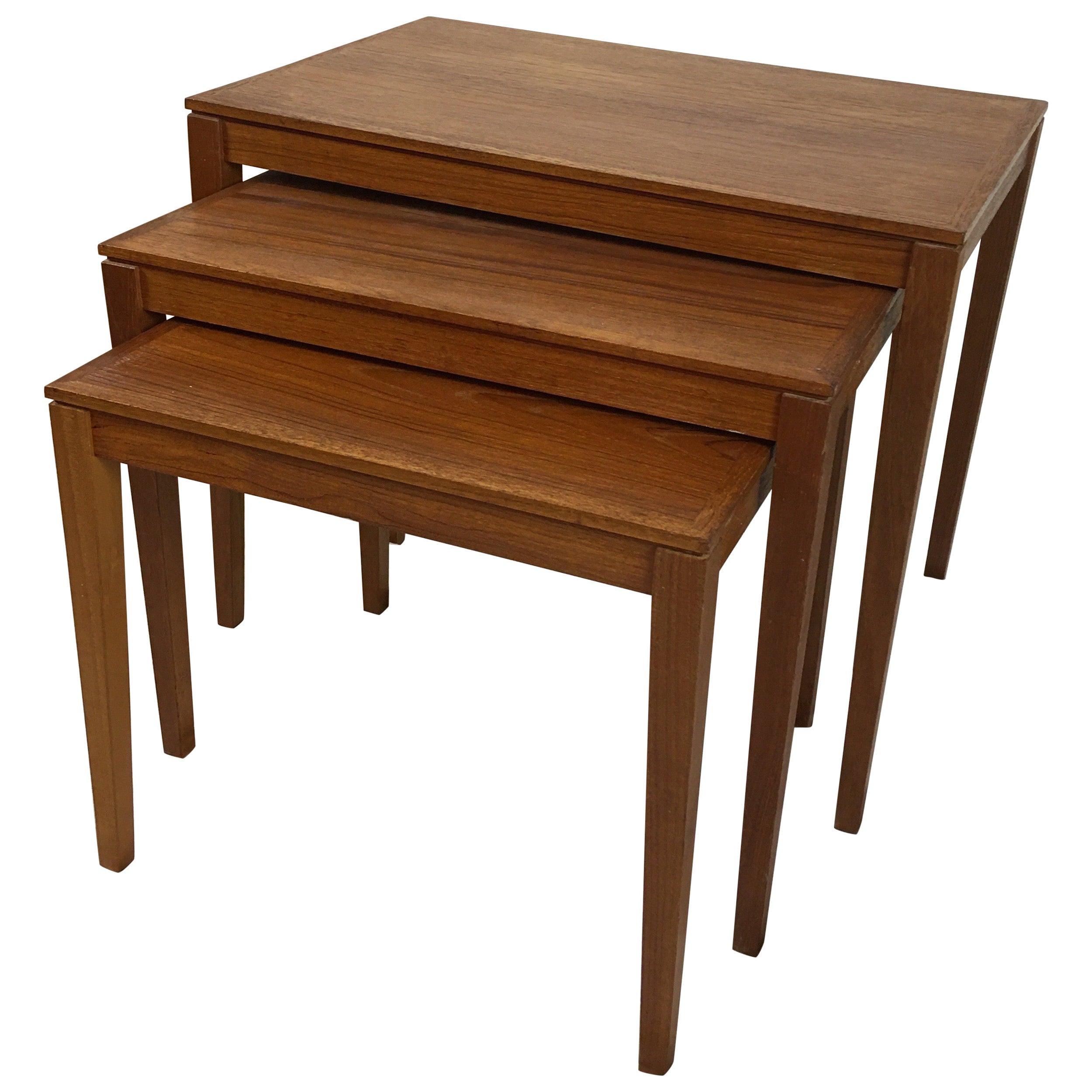 Danish Teak Wood Nesting Tables by Bent Silberg Mobler For Sale at 1stDibs