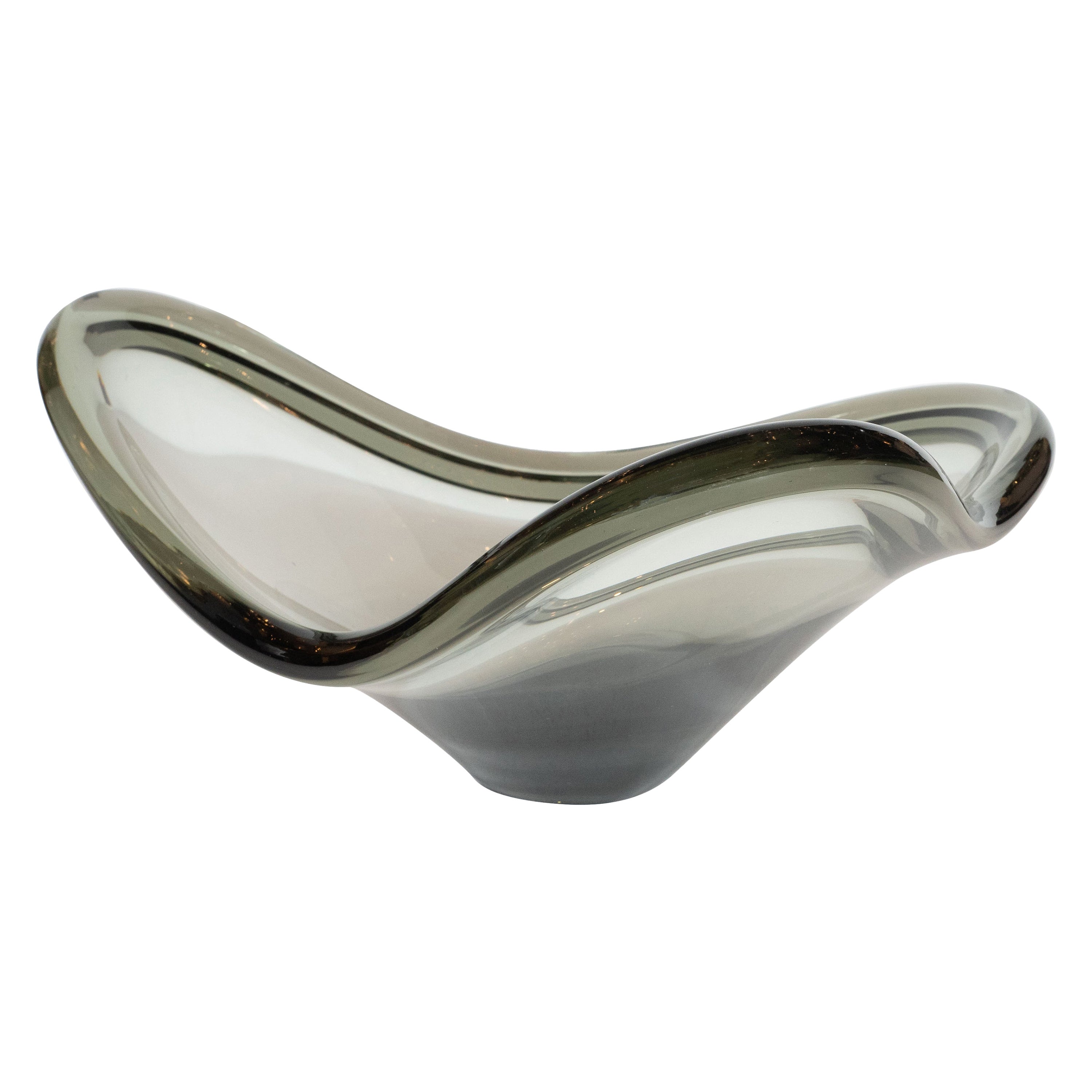 Mid-Century Modern Amorphic Smoked Translucent Glass Bowl by Holmegaard ...
