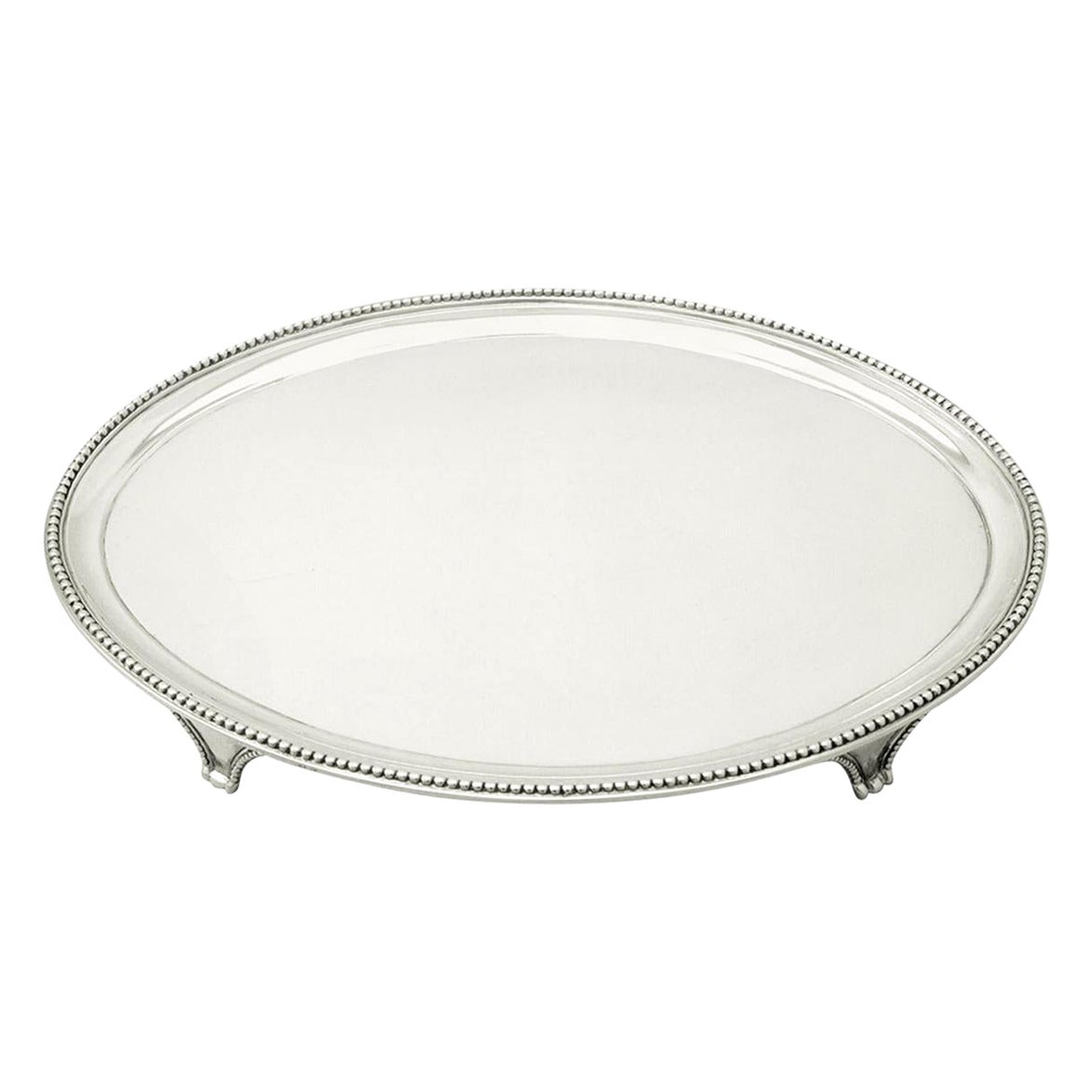 Antique English Edwardian Regency Revival Sterling Silver Salver Tray ...