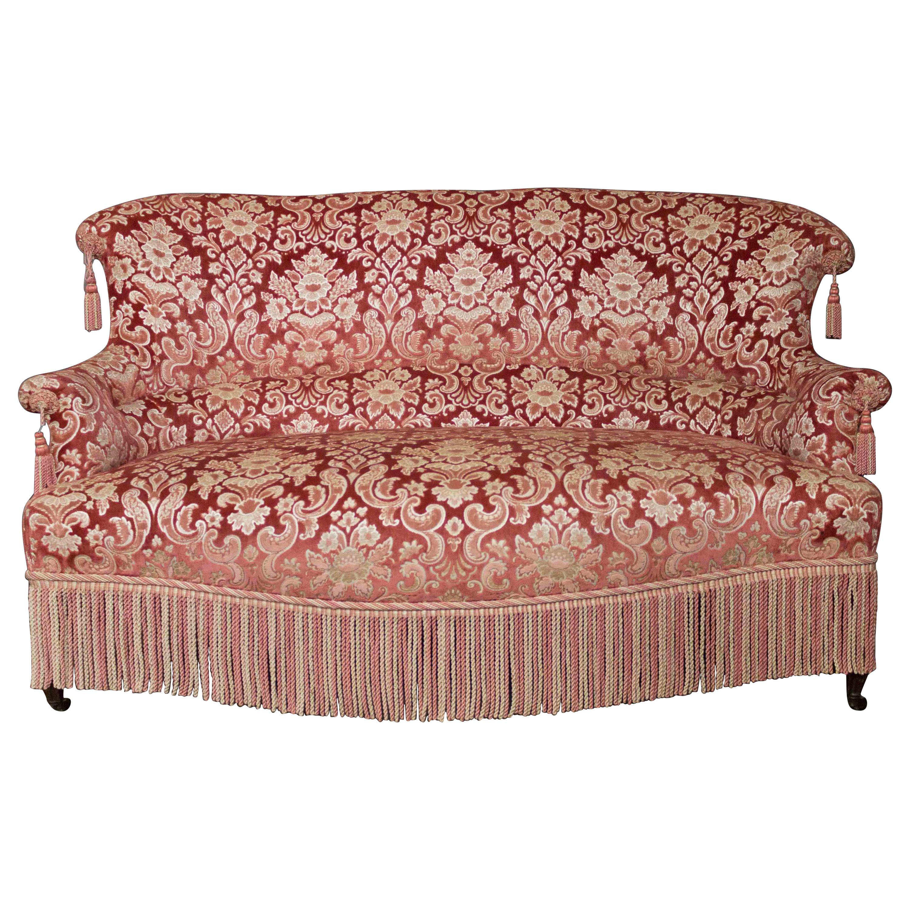 Gold Velvet Sofa with Fringe at 1stDibs