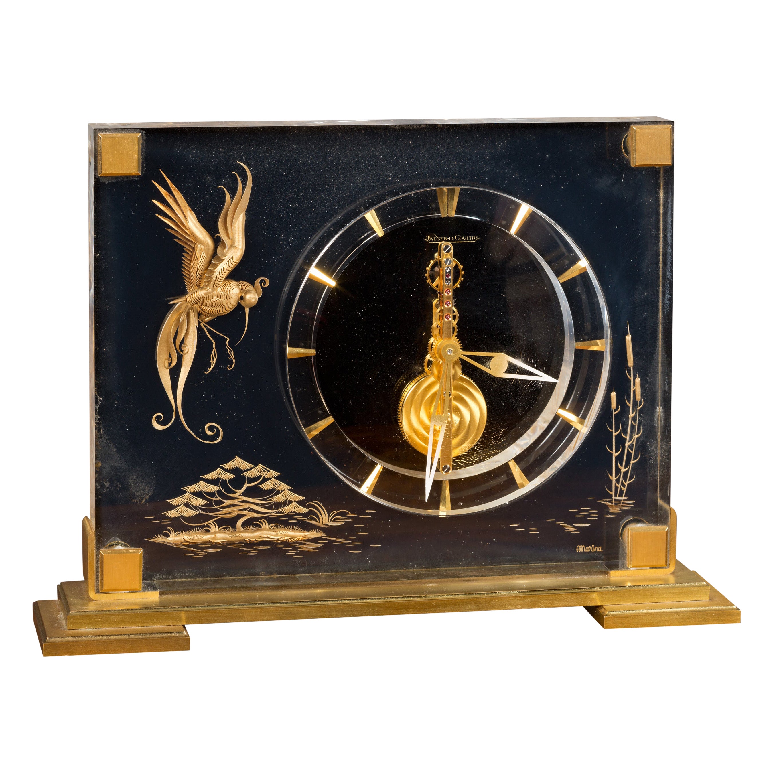 Jaeger-LeCoultre Mid-Century Modern Resin and Brass Table Clock at 1stDibs