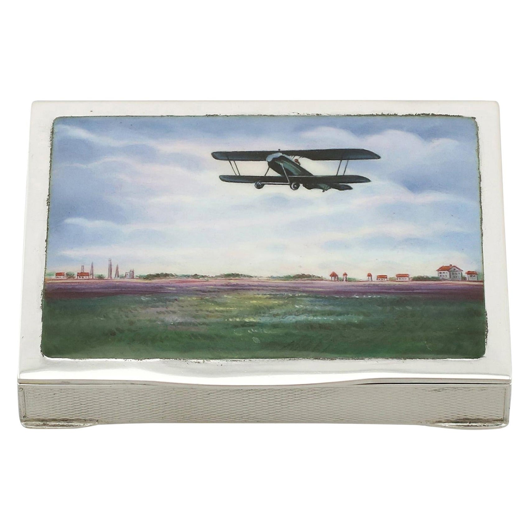 20th Century 1920s Antique German Silver and Enamel Box For Sale at 1stDibs