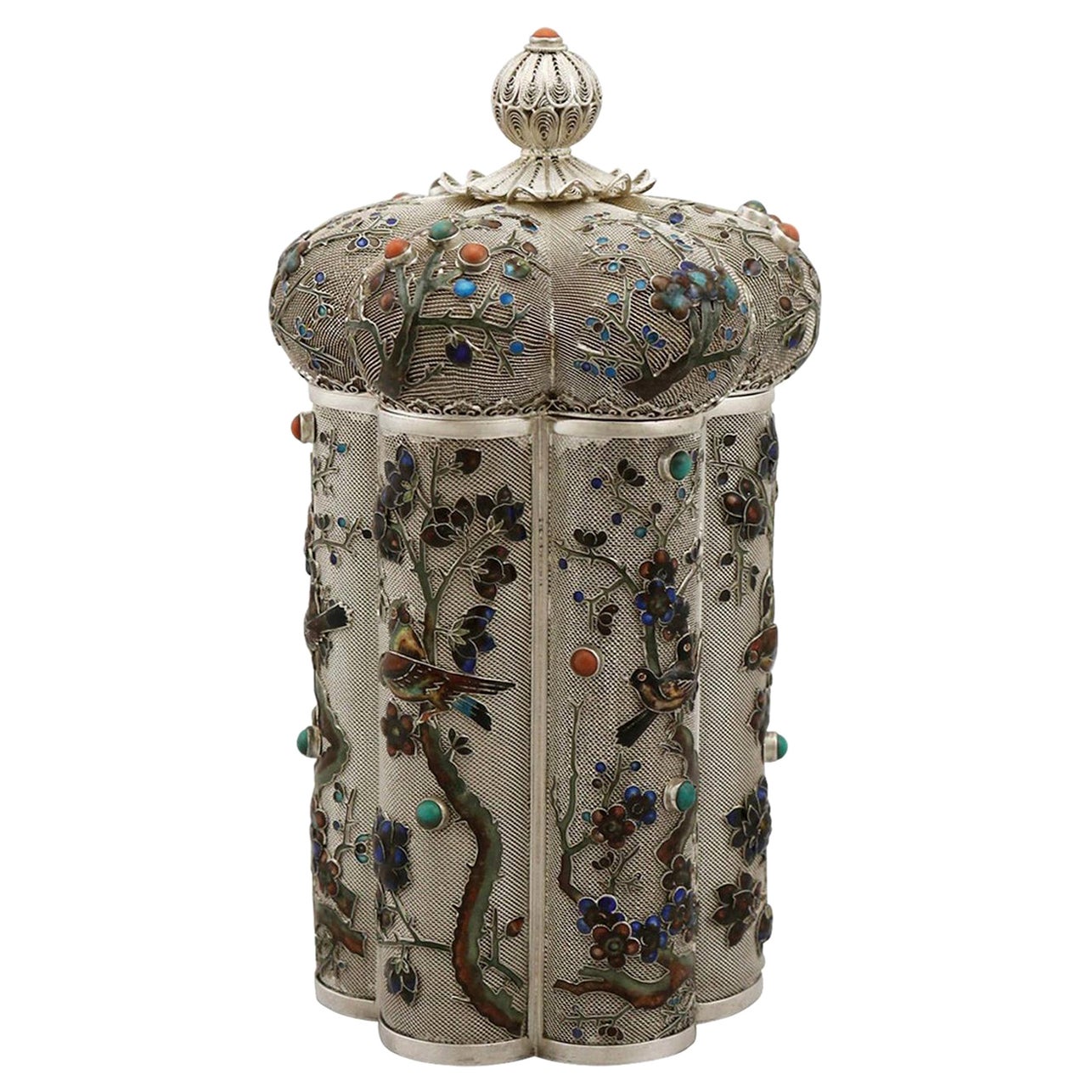 1900s Antique Chinese Export Silver Box For Sale at 1stDibs