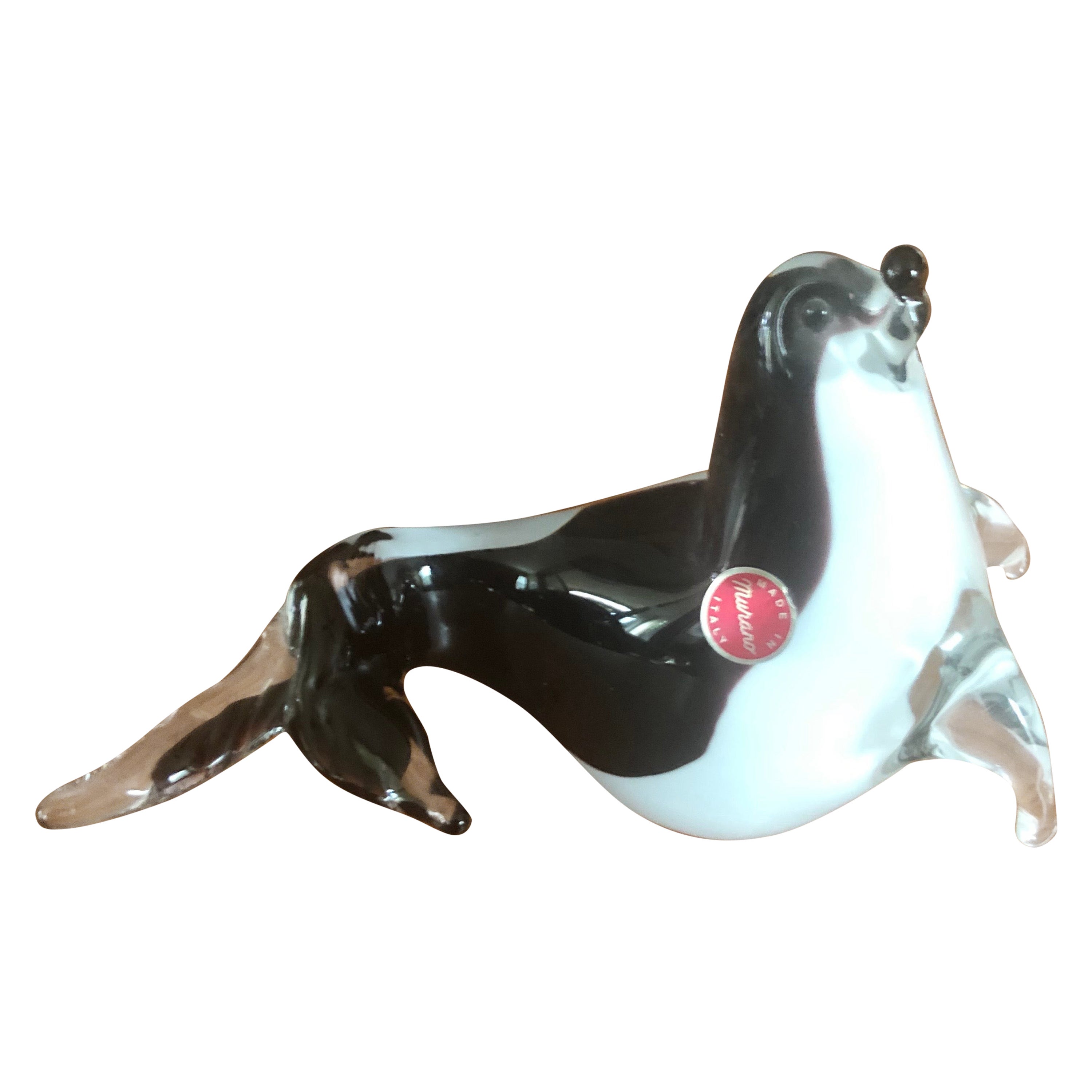 Sommerso Art Glass Polar Bear Sculpture by Murano For Sale at 1stDibs