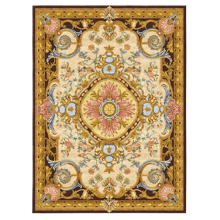 Rug Renaissance Gold Multicolor Classic Hand Knotted Silk For Sale at ...