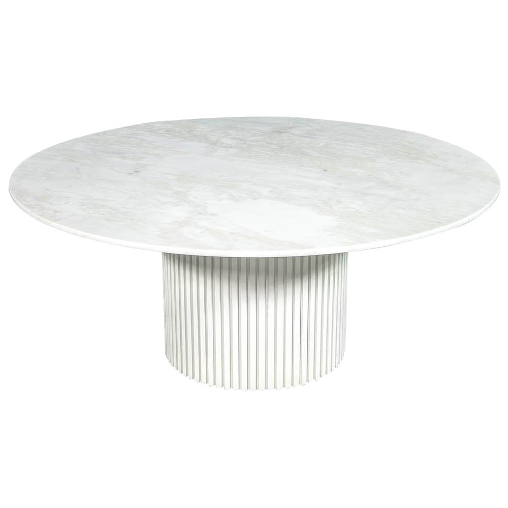 Monumental White Marble Pedestal Dining Table by Brueton at 1stDibs