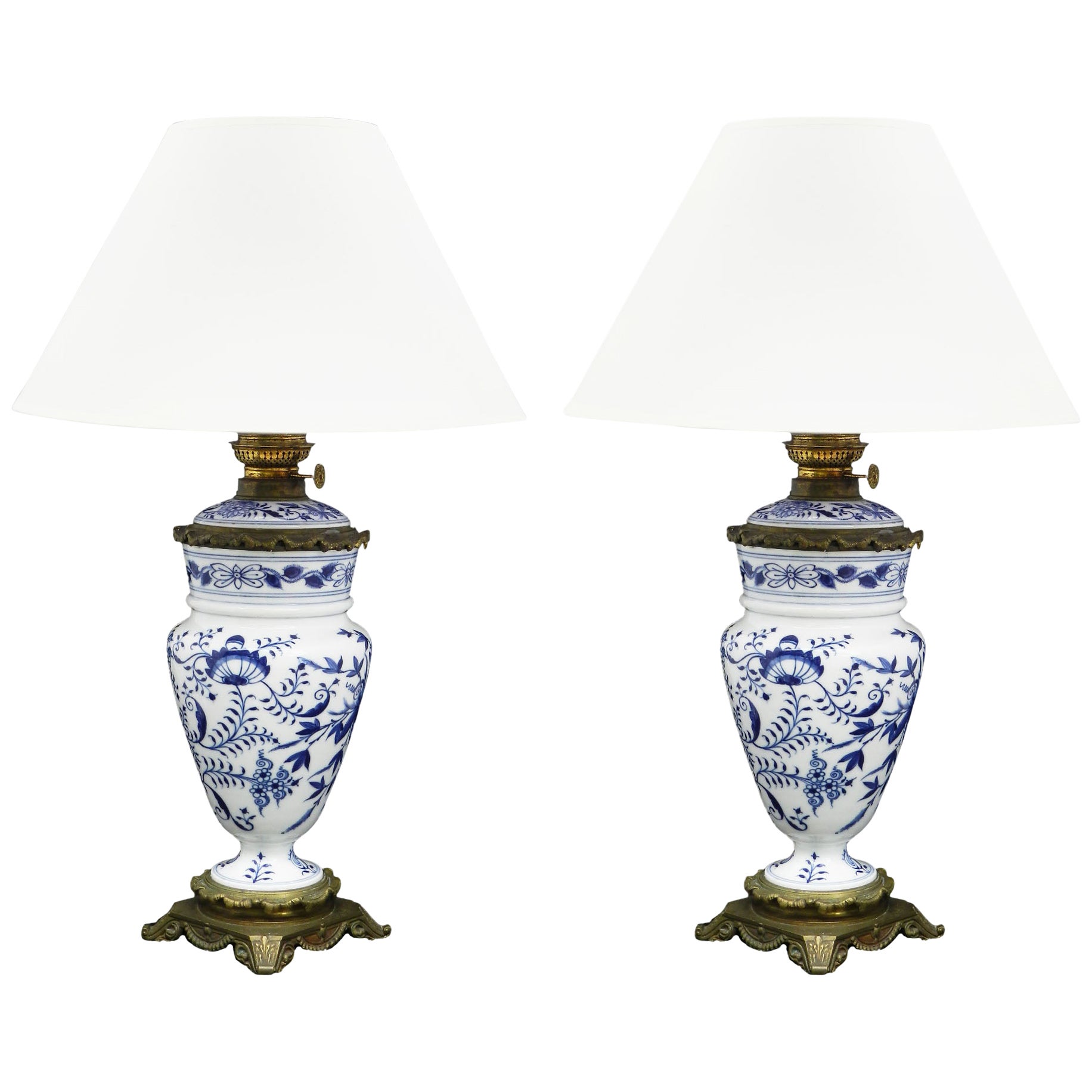 Pair of Blue and Yellow Chinoiserie Table Lamps For Sale at 1stDibs