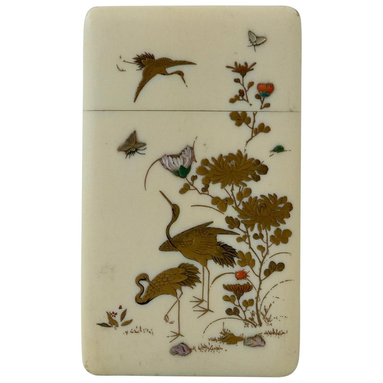 Japanese Shibayama card case, signed Joho, c. 1890. Meiji Period. at ...