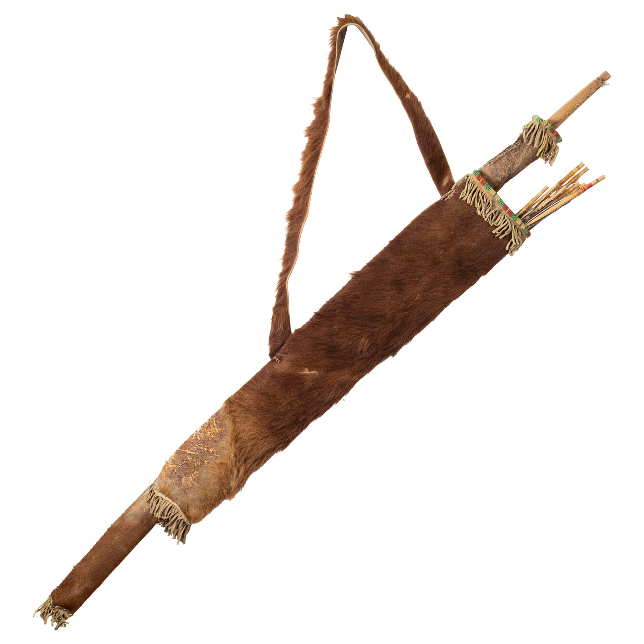19th Century Sioux Bow, Arrows and Beaded Quiver Case For Sale at 1stDibs