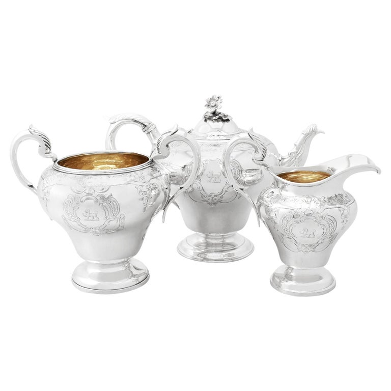 Victorian English Sterling Silver Three Piece Tea Service For Sale at ...
