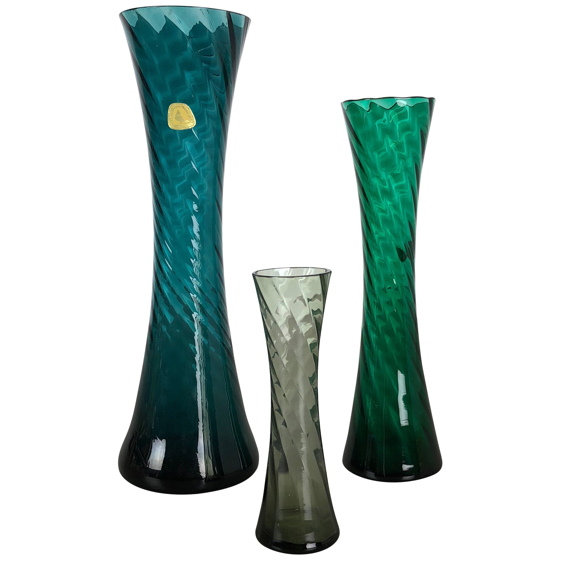 Set of 3 Cubic Hand Blown Crystal Glass Vase by Friedrich Kristall ...