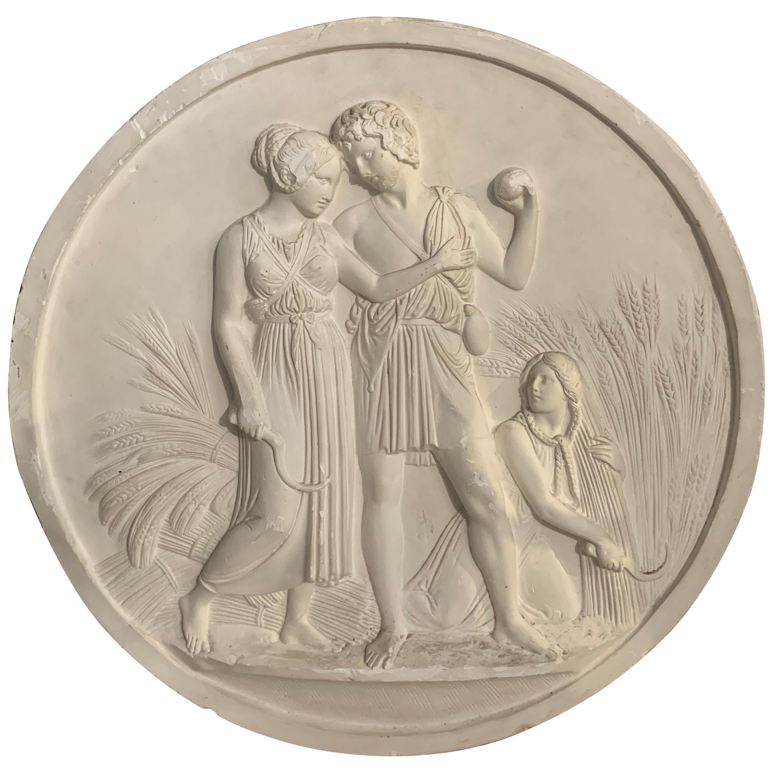 Large Pair of Plaster Decorative Wall Plaques, Bas Relief at 1stDibs