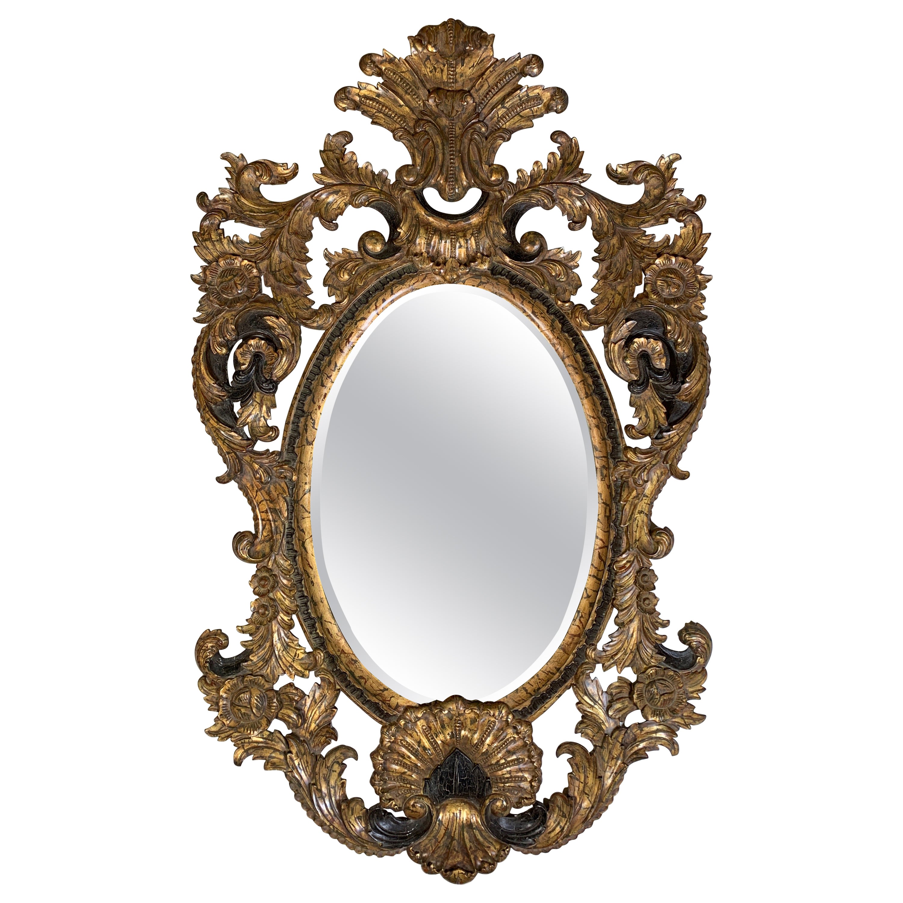 Richly Carved Mirror, Original Paint and Guilt, Properly by Stockholm ...