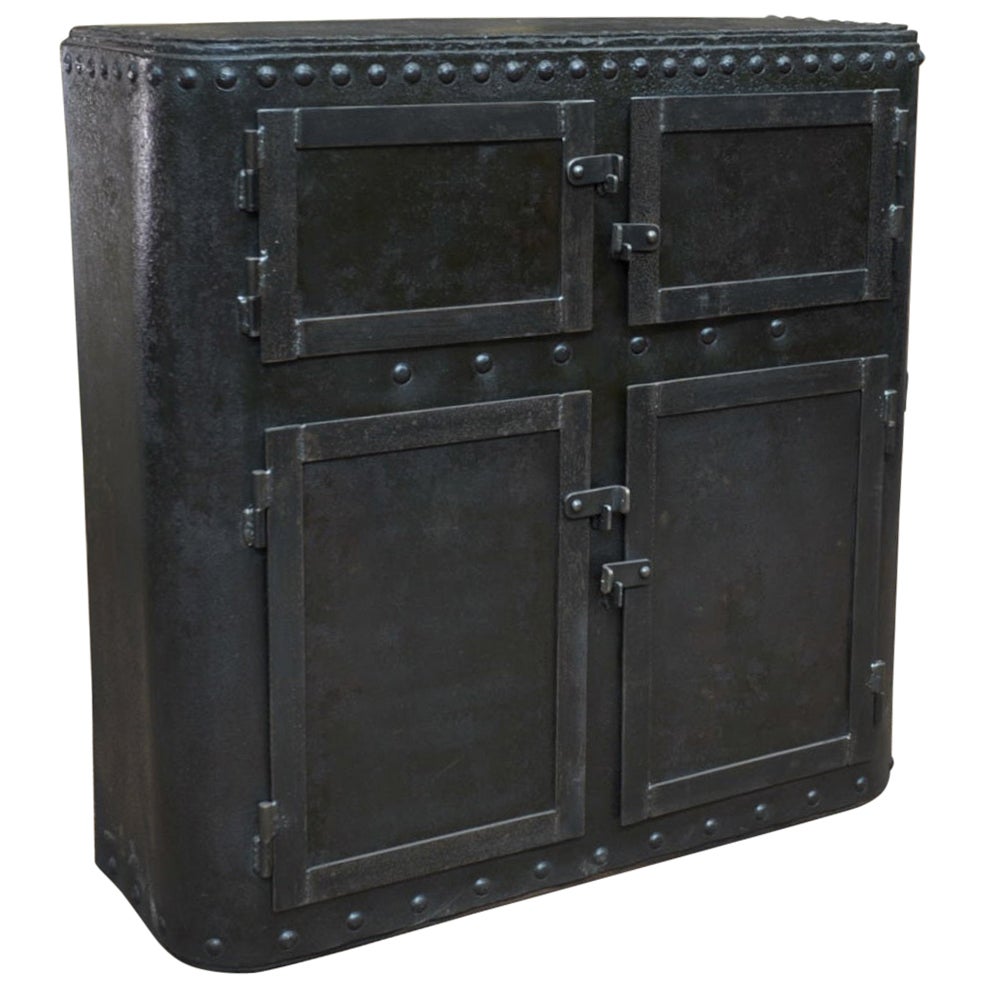 Industrial Riveted Iron Cabinet For Sale at 1stDibs