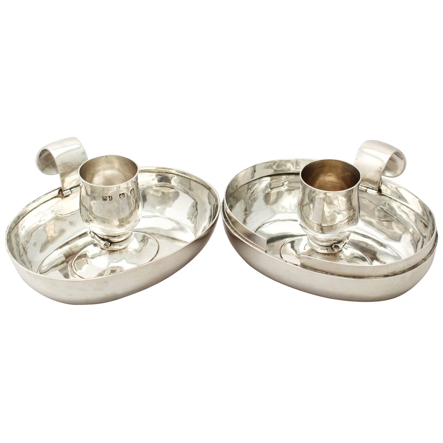 Antique Victorian Sterling Silver Chamber Candlestick For Sale at 1stDibs