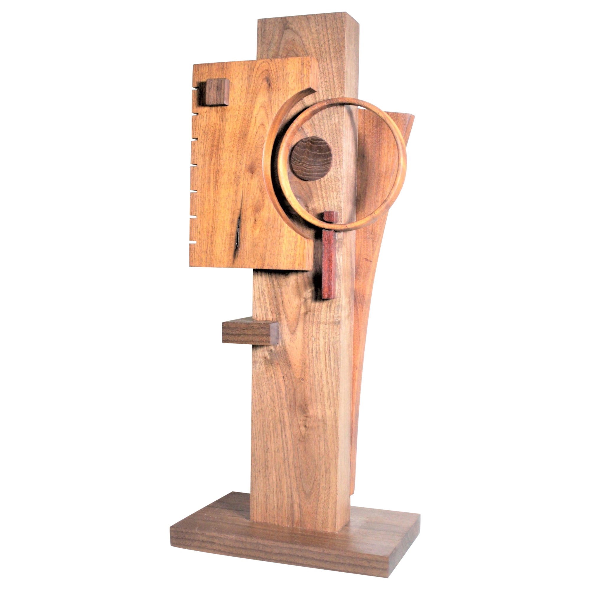 Modern Abstract Wood Sculpture, Signed at 1stDibs