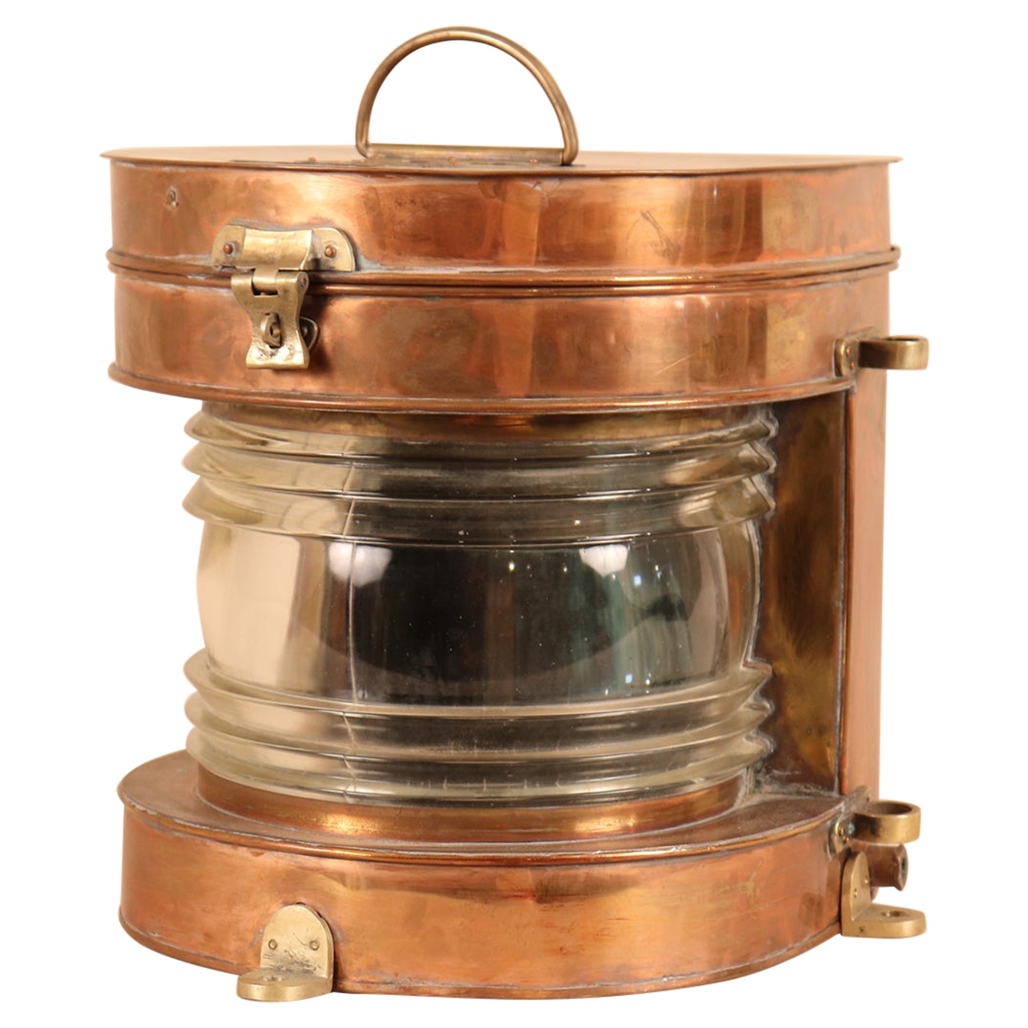 Copper and Brass Ship Deck Light For Sale at 1stDibs