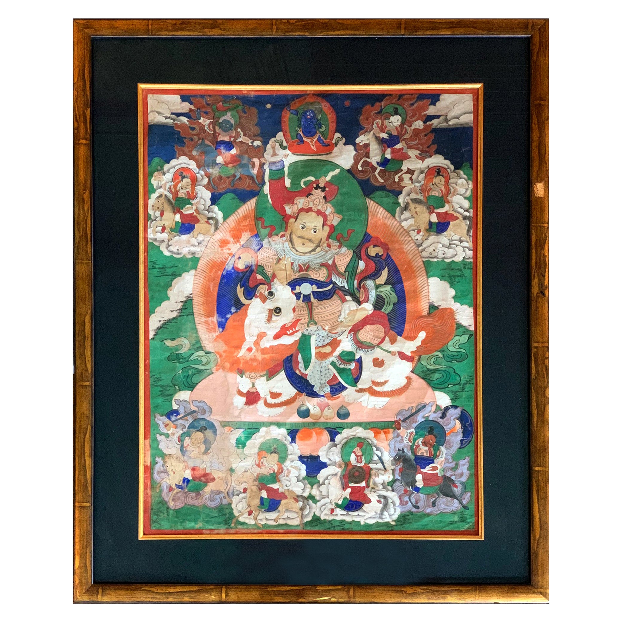 Framed Antique Tibetan Thangka For Sale at 1stDibs