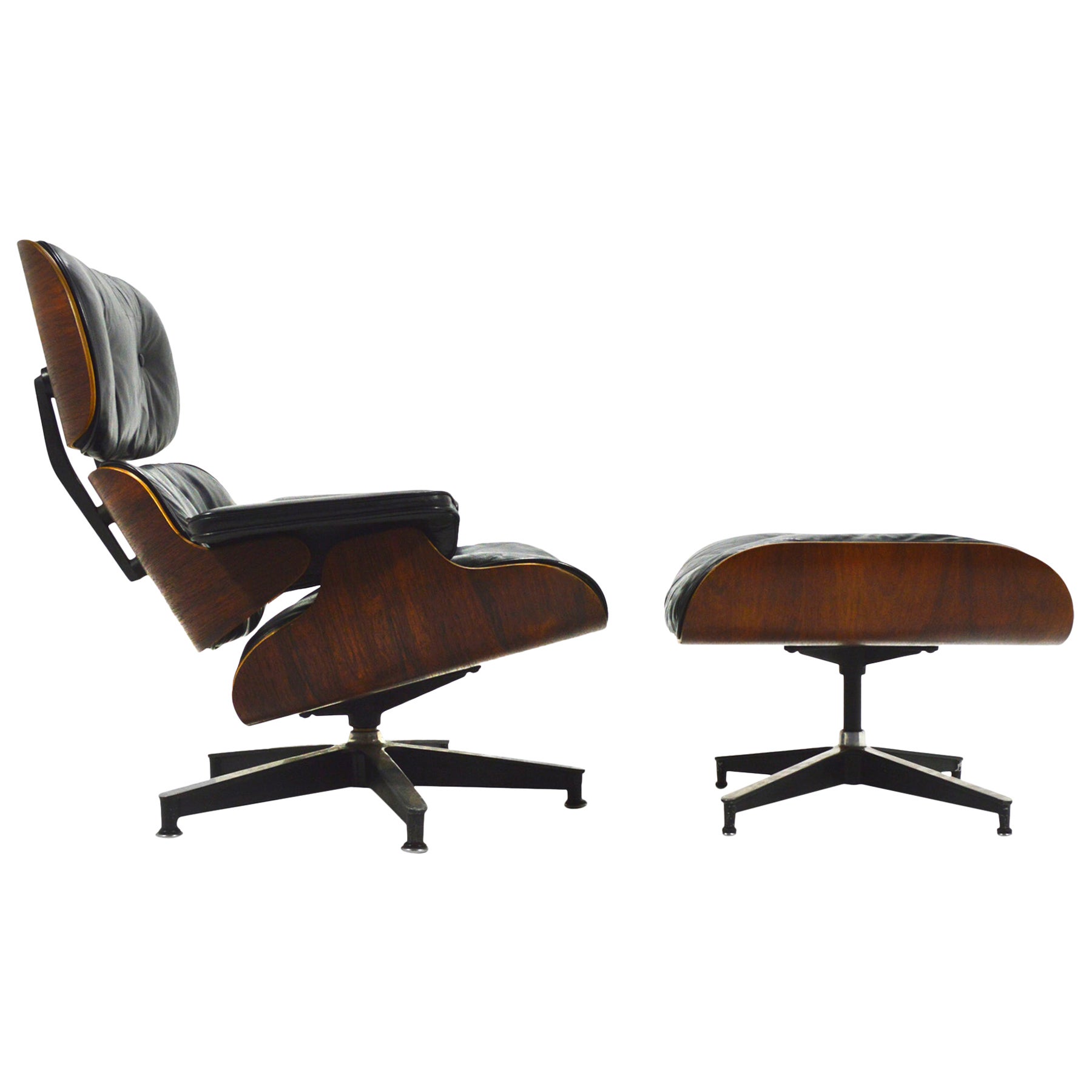 Early Special Order Green Leather Rosewood Eames Lounge Chair and ...