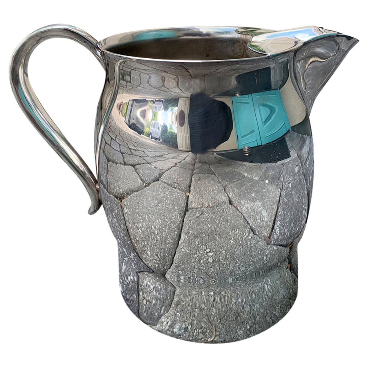 Hammered Silver Plate Pitcher by W.M. Mounts at 1stDibs