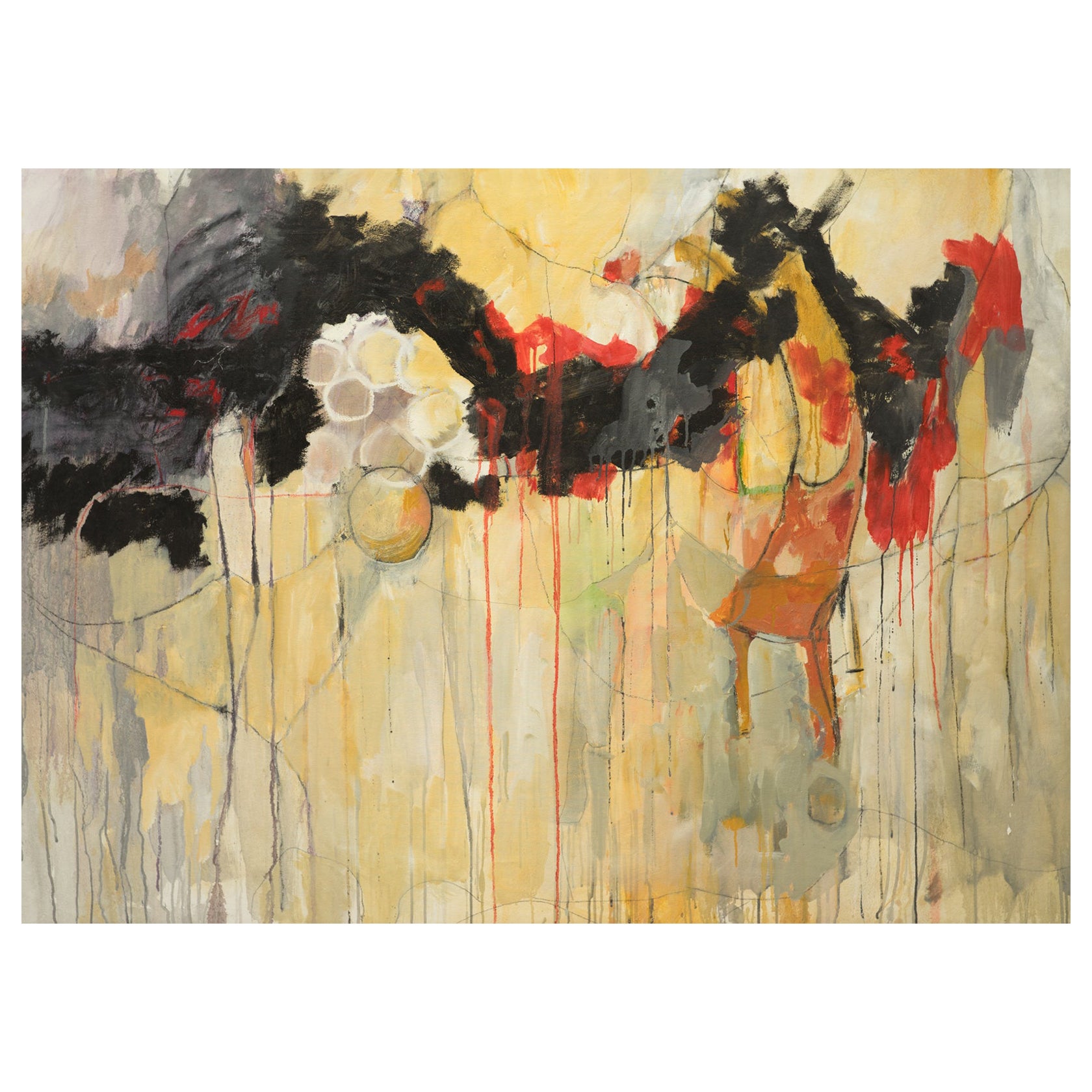 Frank Edwin Larson Abstract Oil and Gouache on Canvas For Sale at 1stDibs