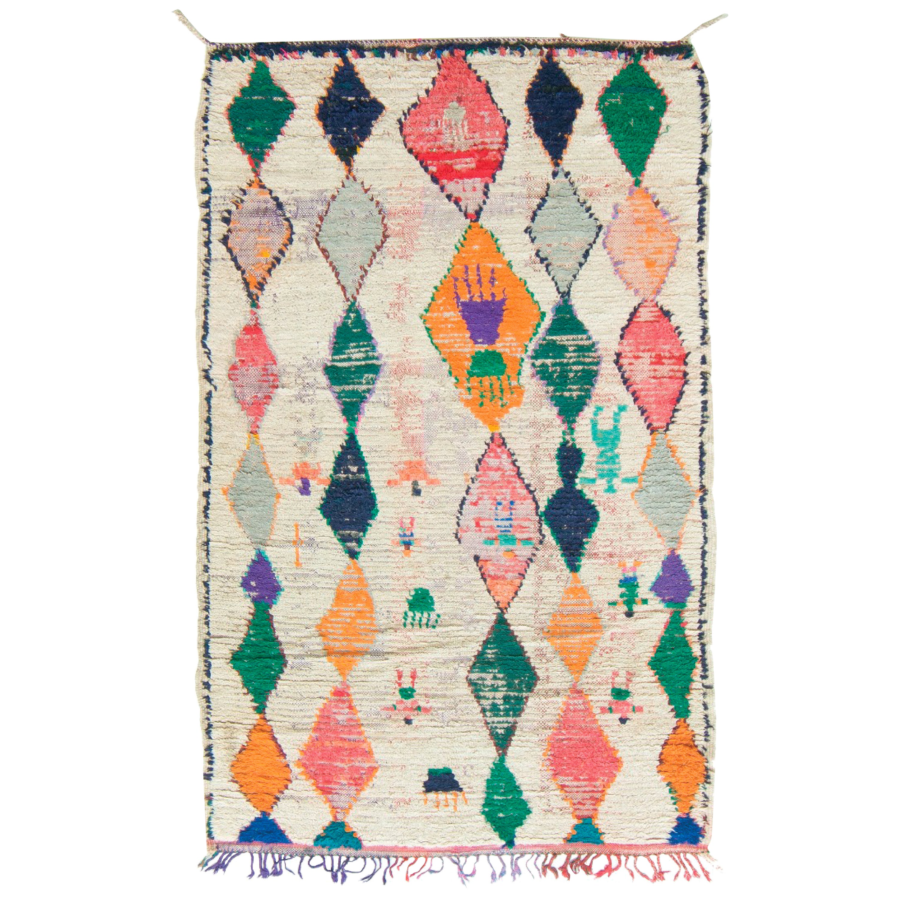 Vintage Tribal Moroccan Rug Azilal Tribe For Sale at 1stDibs