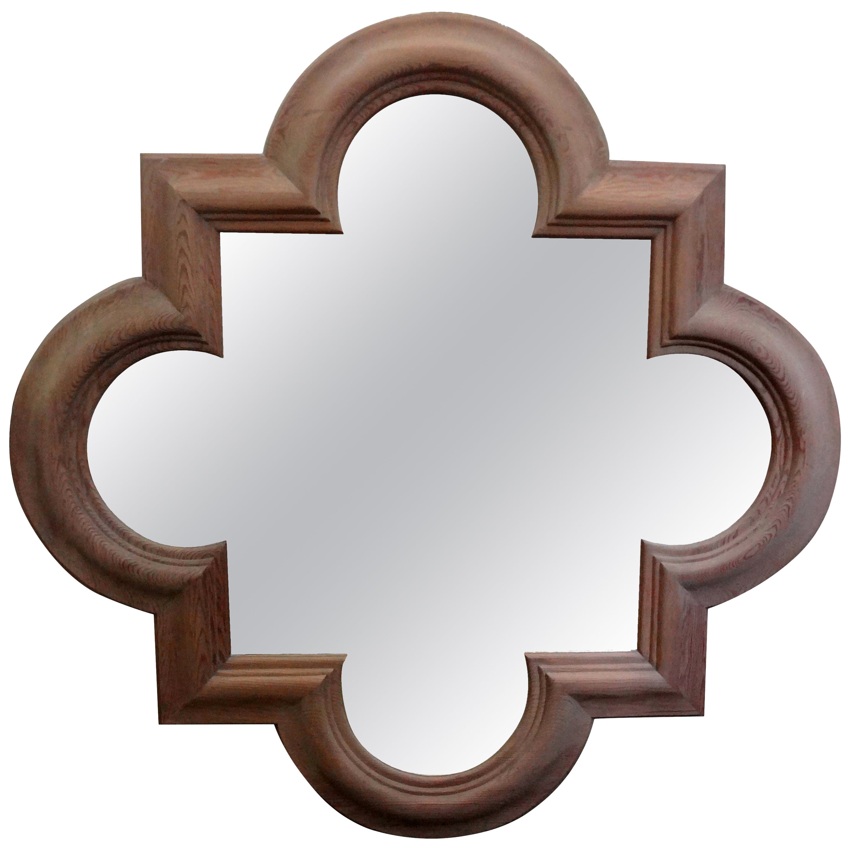 Carved wood quatrefoil mirror, custom design at 1stDibs