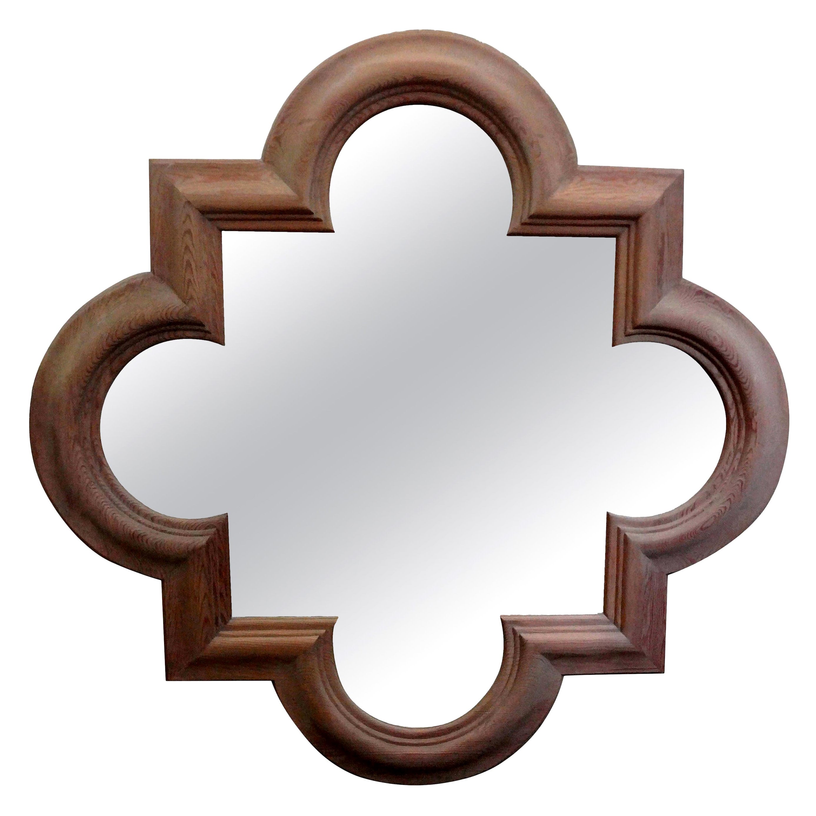 Large Italian Quatrefoil Wood Mirror For Sale at 1stDibs