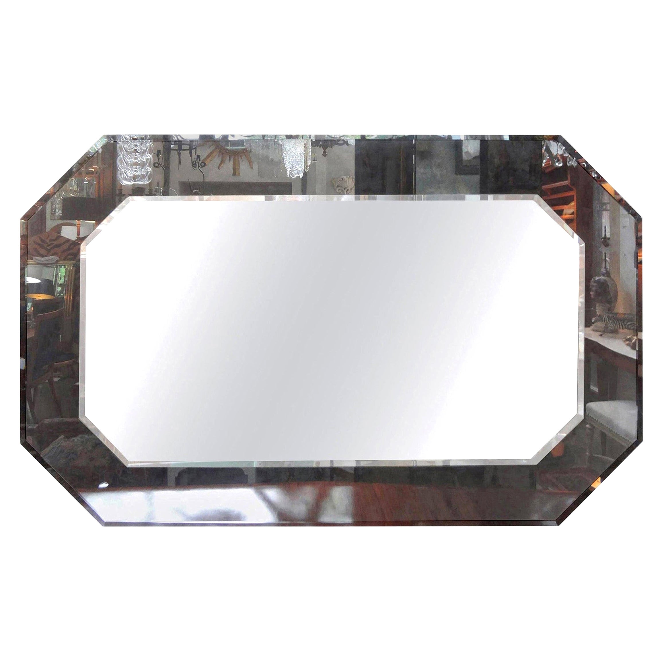 Large Beveled Mirror in a Wrought-Iron Frame - France, 1940's at 1stDibs