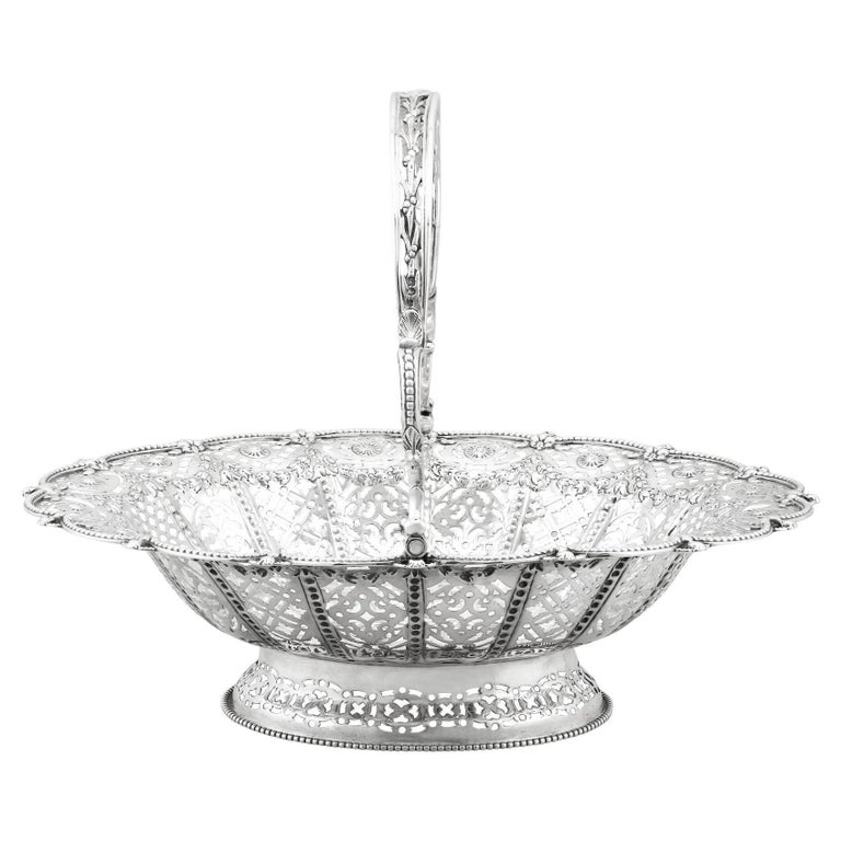 19th Century Antique Victorian English Silver Cake Basket For Sale at ...